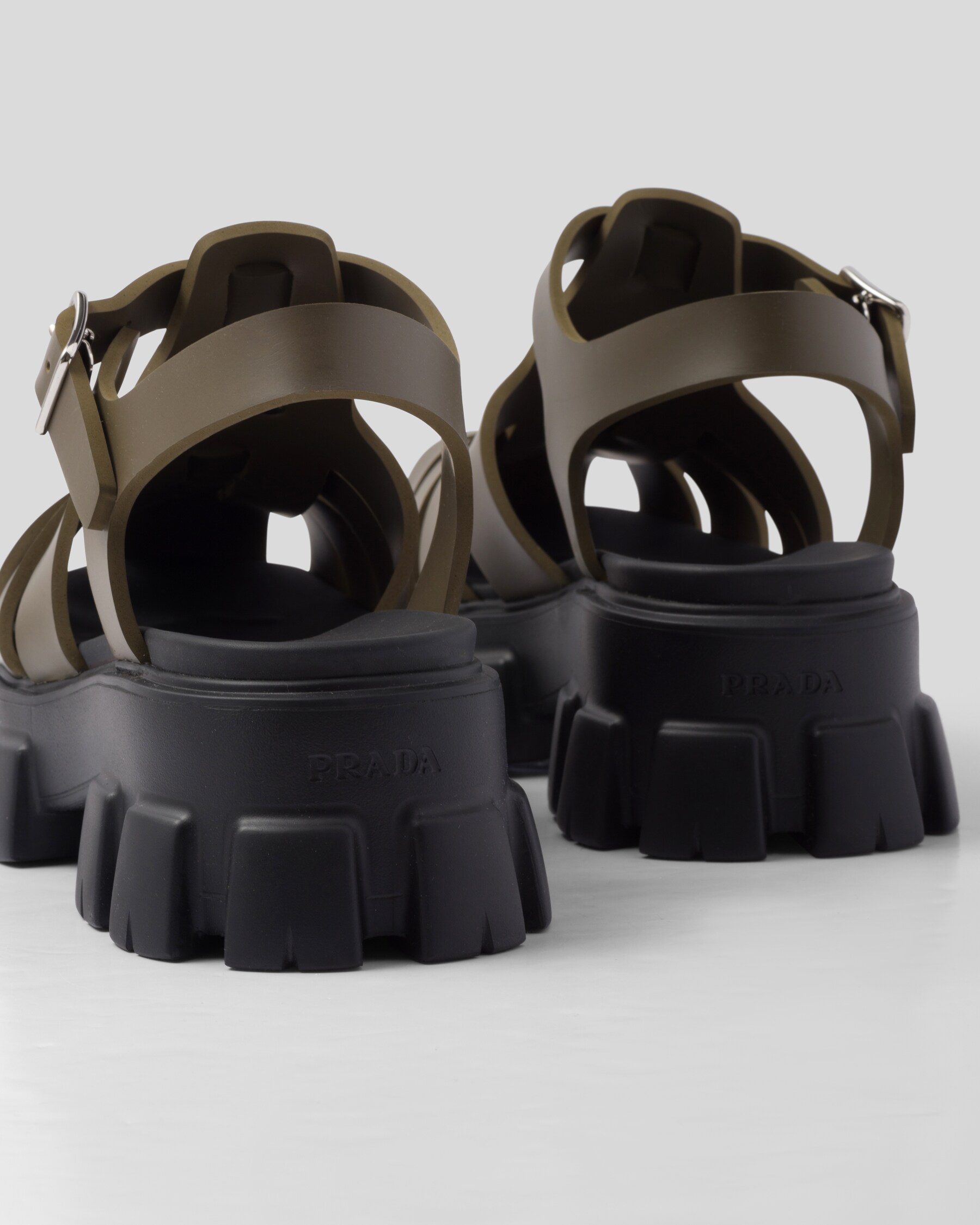 Military Green/black Rubber Sandals | PRADA