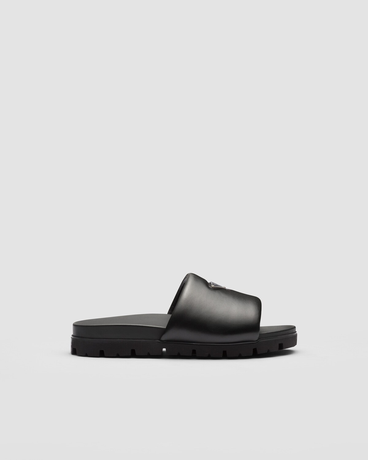 Black Padded Nappa Leather Slides | PRADA
