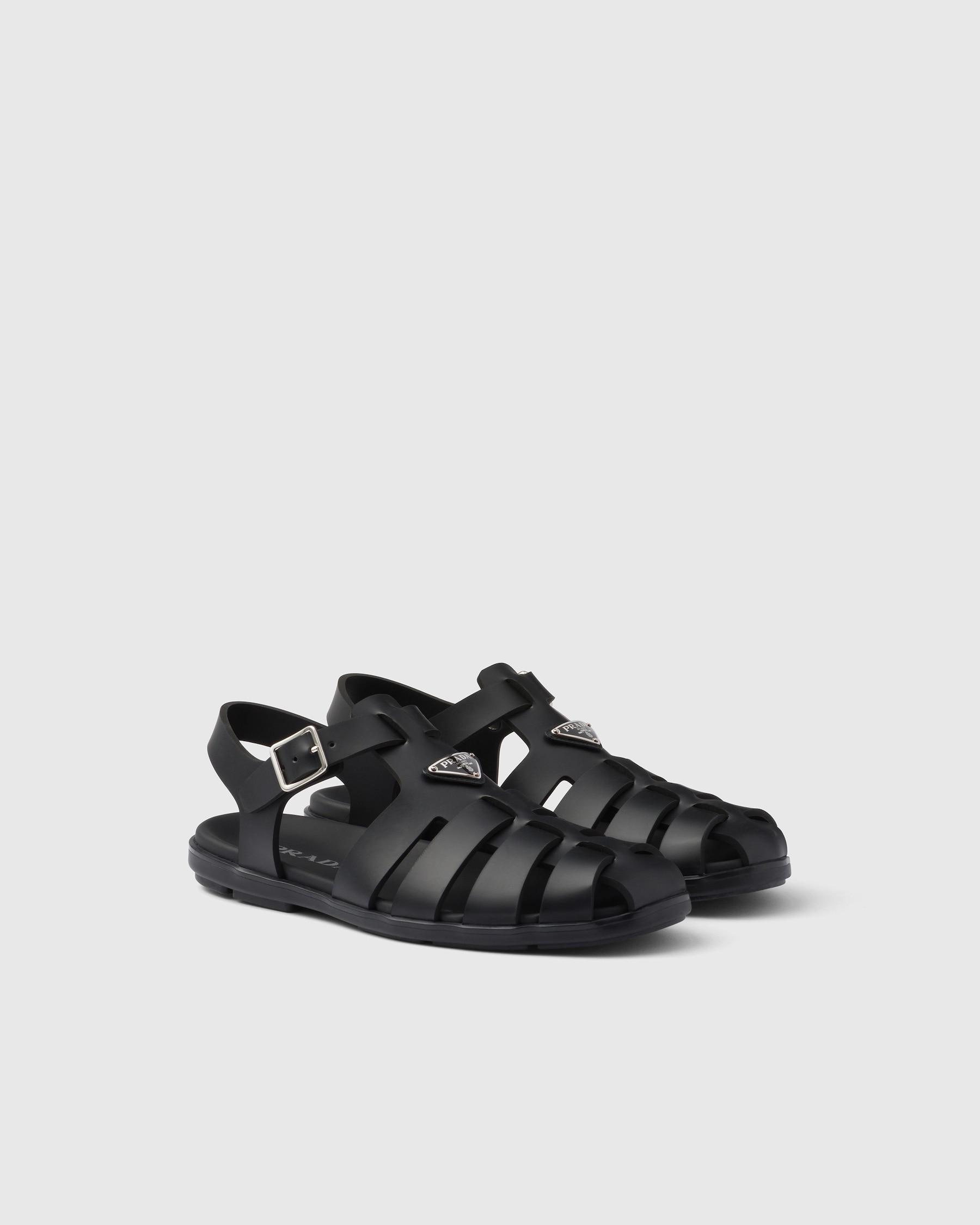 Black Rubber Fisherman Sandals | PRADA