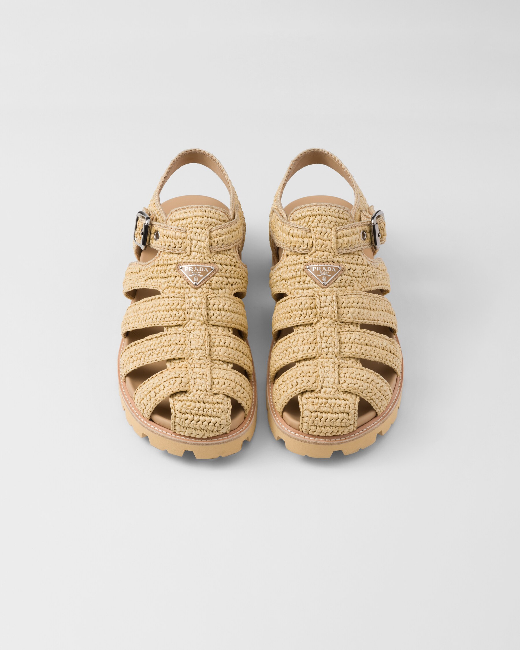 Natural Crochet Fisherman Sandals | PRADA