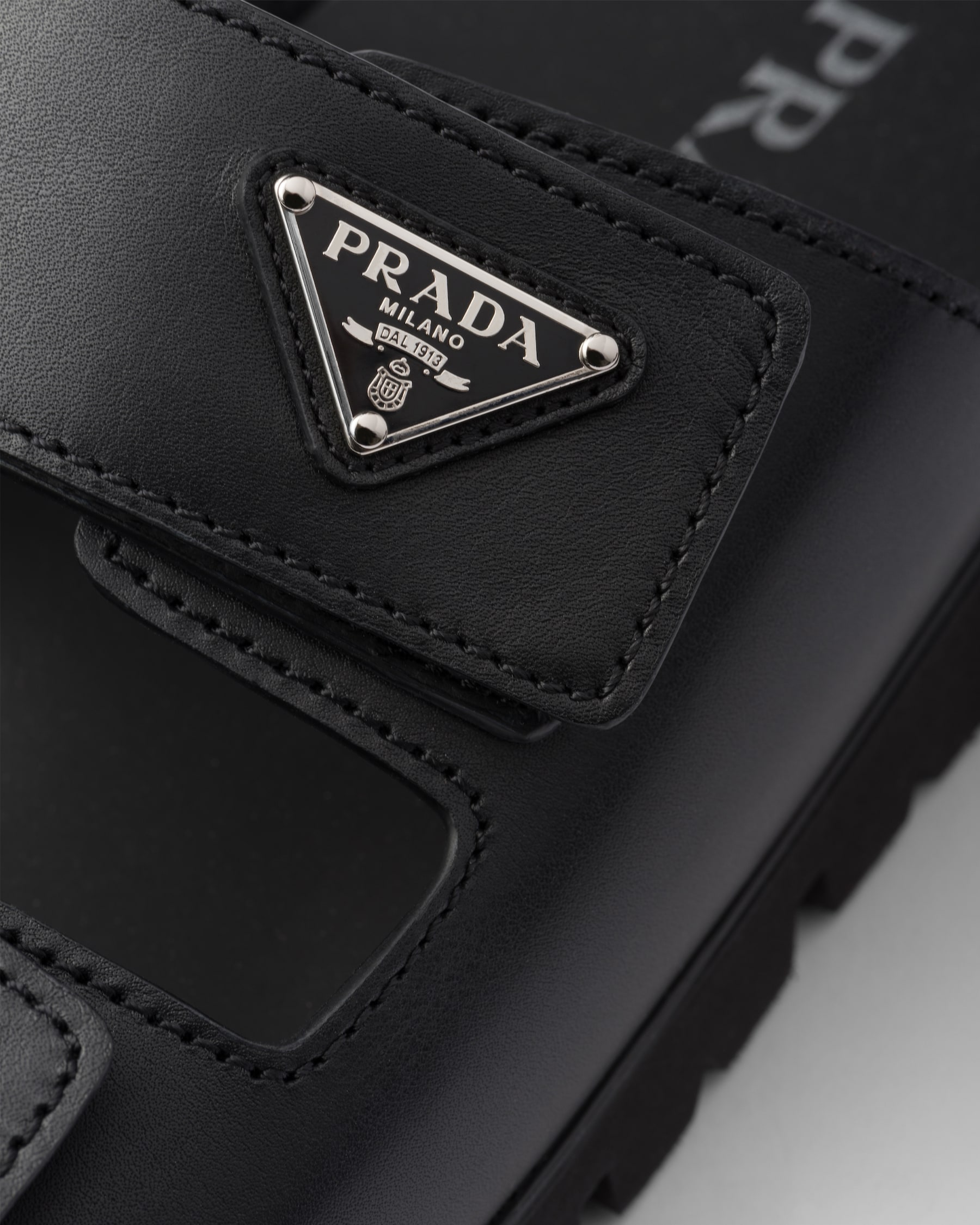 Black Leather Strap Sandals | PRADA