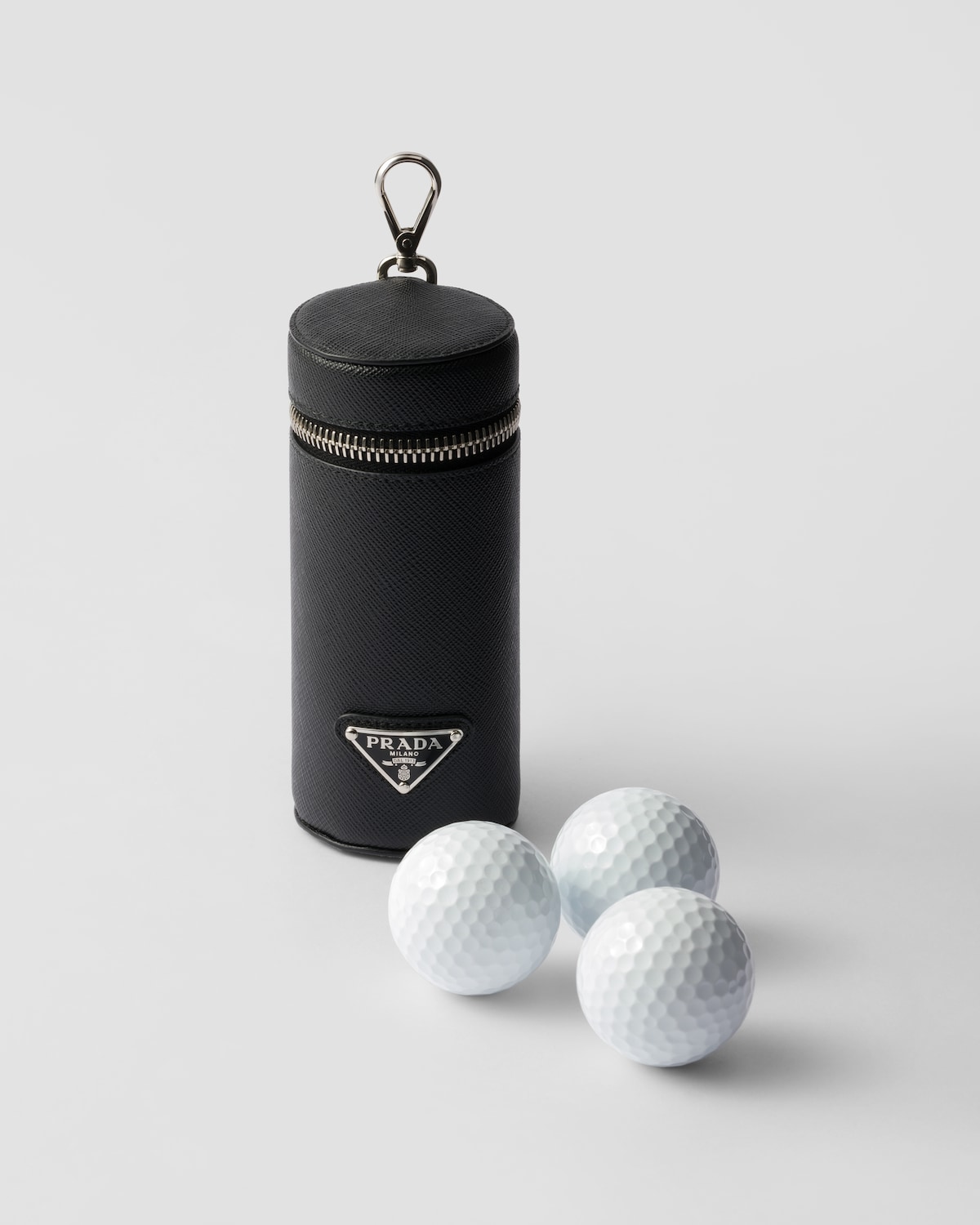 Black Saffiano Leather Golf Ball Case | PRADA - United States