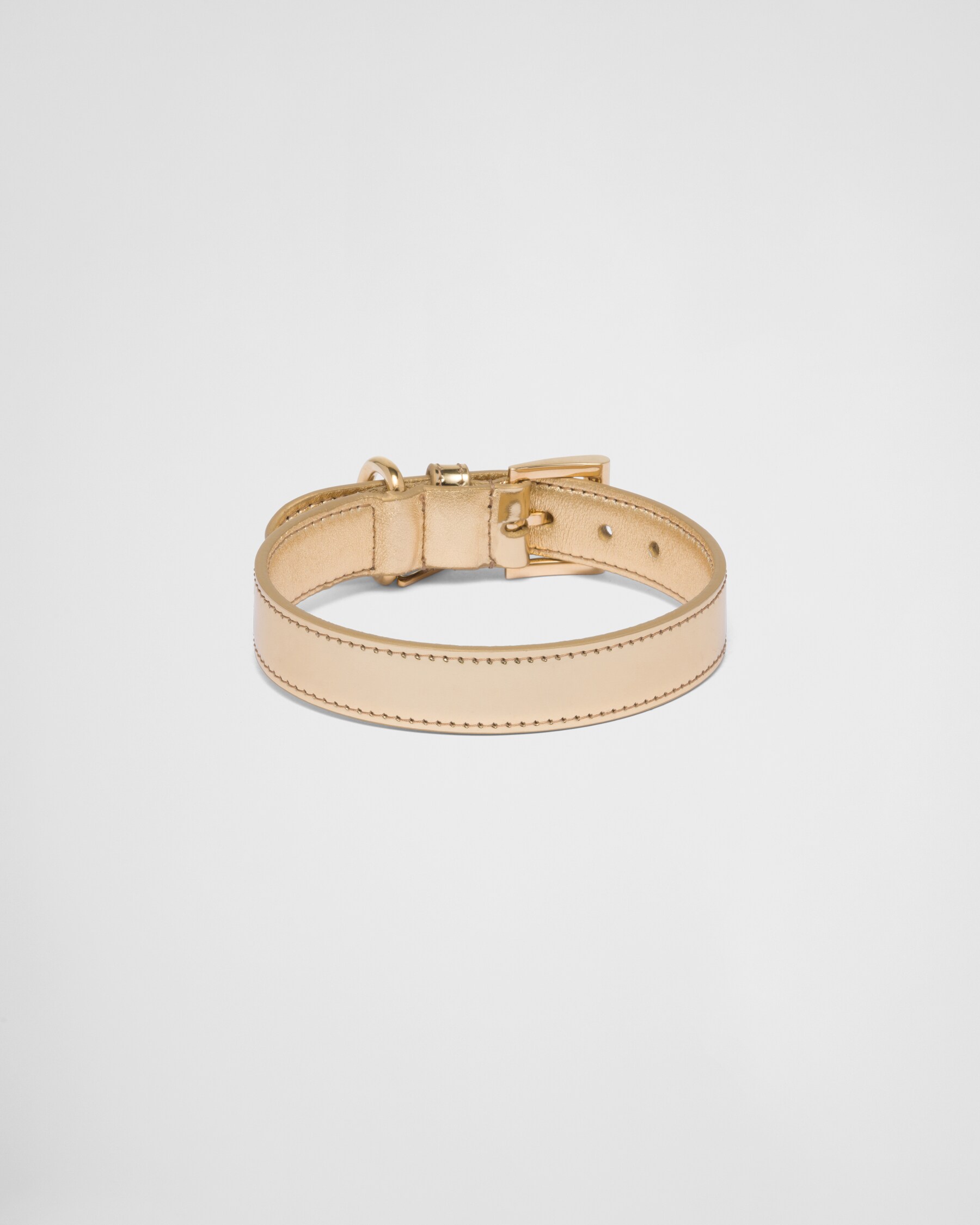 Platinum Brushed Leather Pet Collar | PRADA