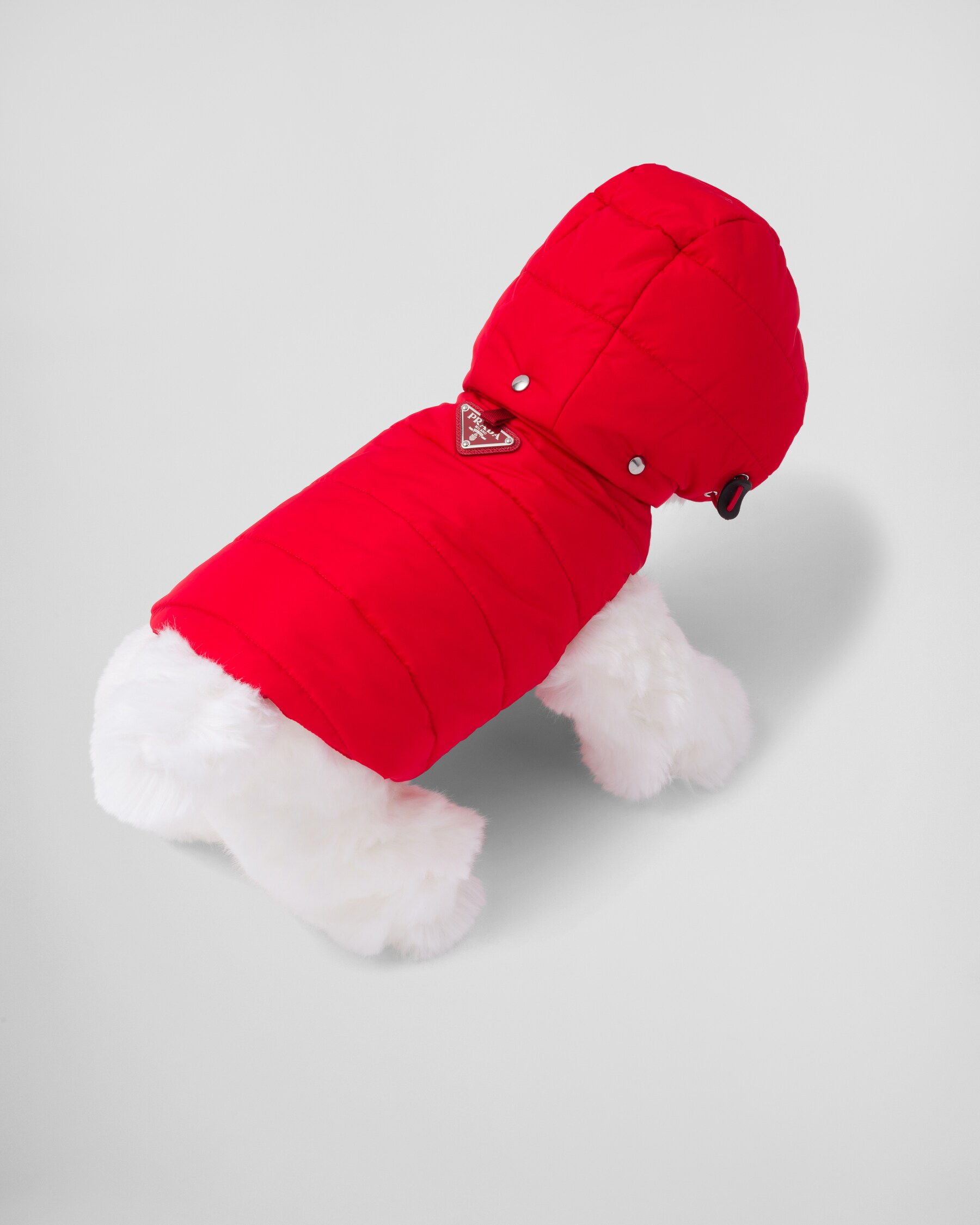 Red Re-nylon Puffer Dog Coat With Hood | PRADA