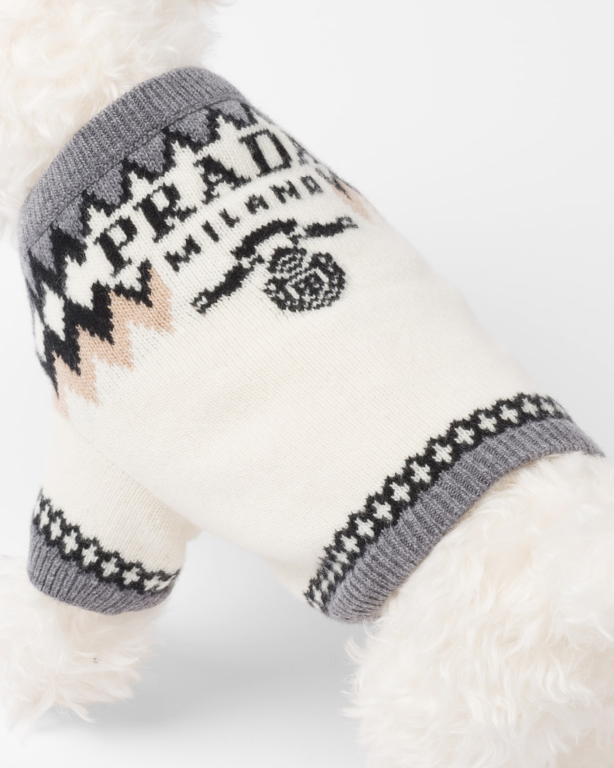 Camel Brown Wool And Cashmere Dog Sweater | PRADA