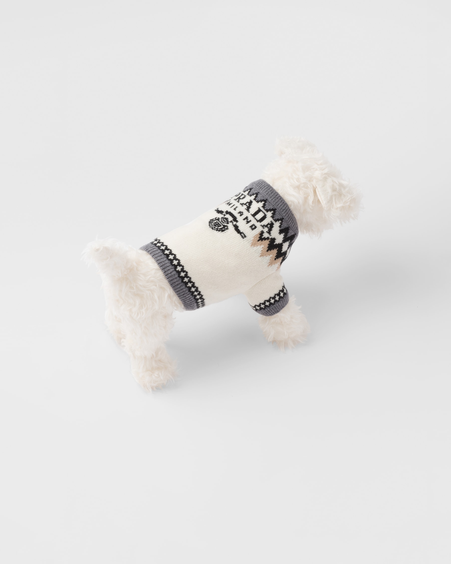 Camel Brown Wool And Cashmere Dog Sweater | PRADA