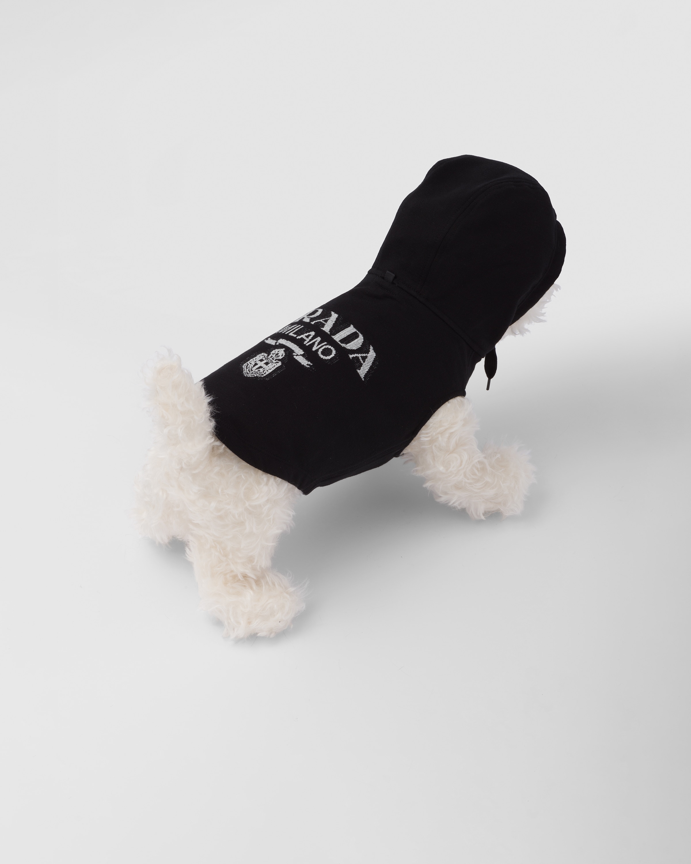 Black/white Cotton Fleece Hoodie For Pets | PRADA