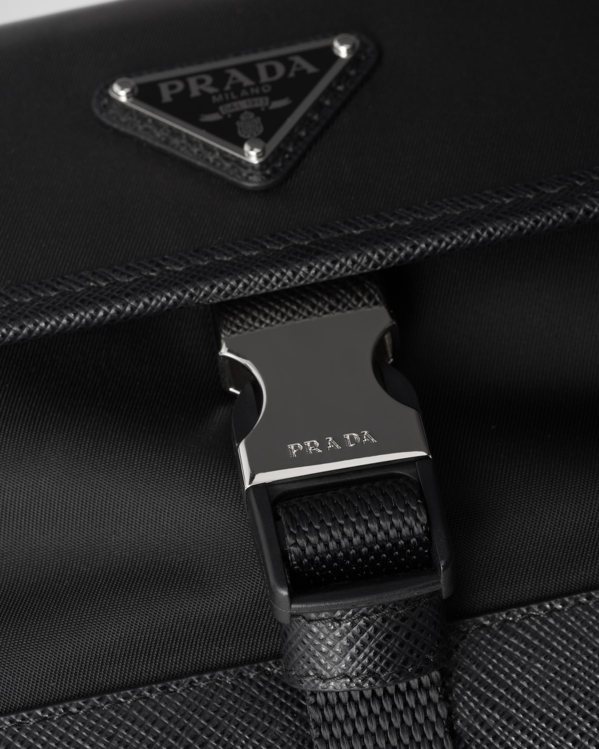 Black Re-nylon And Saffiano Leather Smartphone Case | PRADA