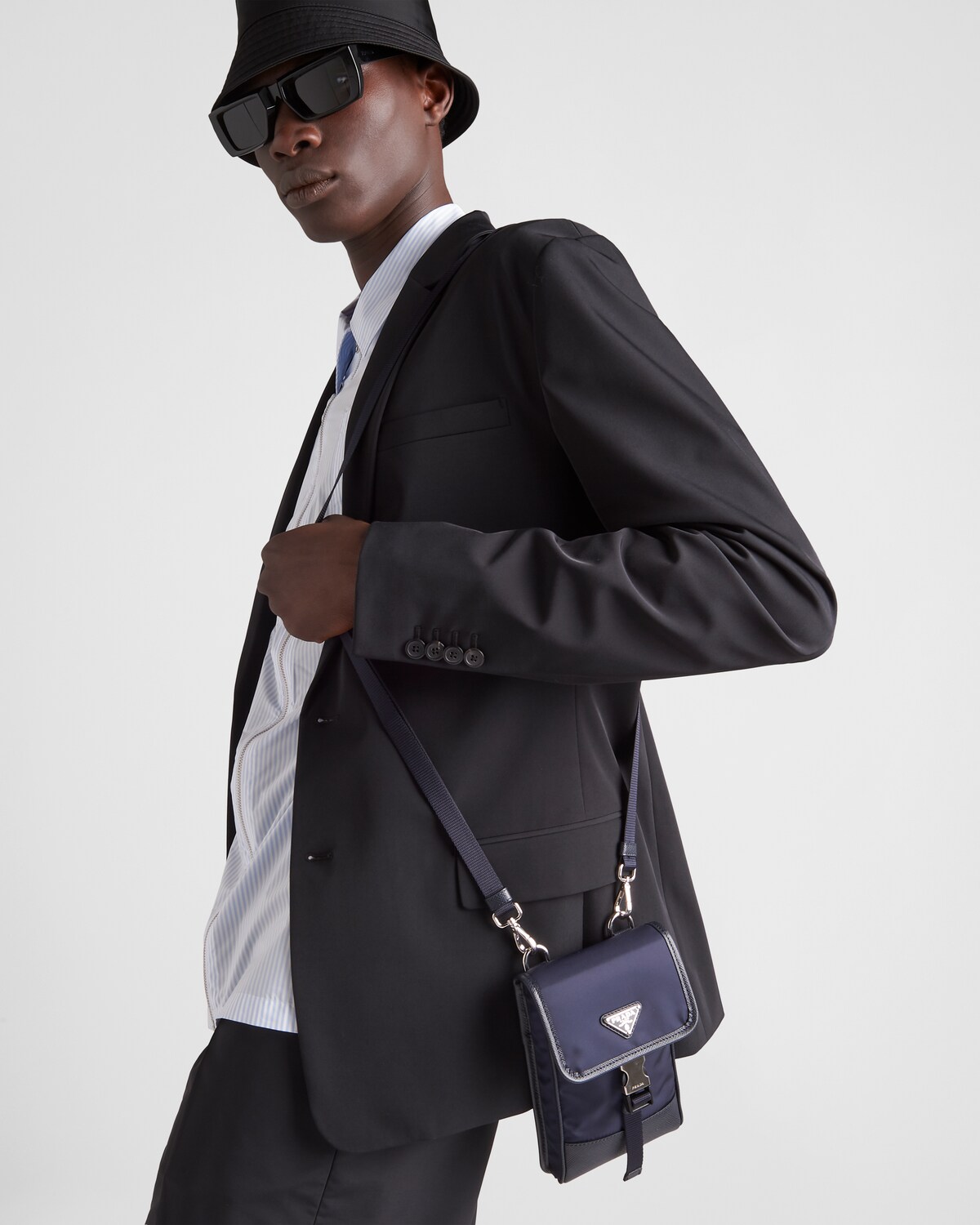 Navy Re-nylon And Saffiano Leather Smartphone Case | PRADA