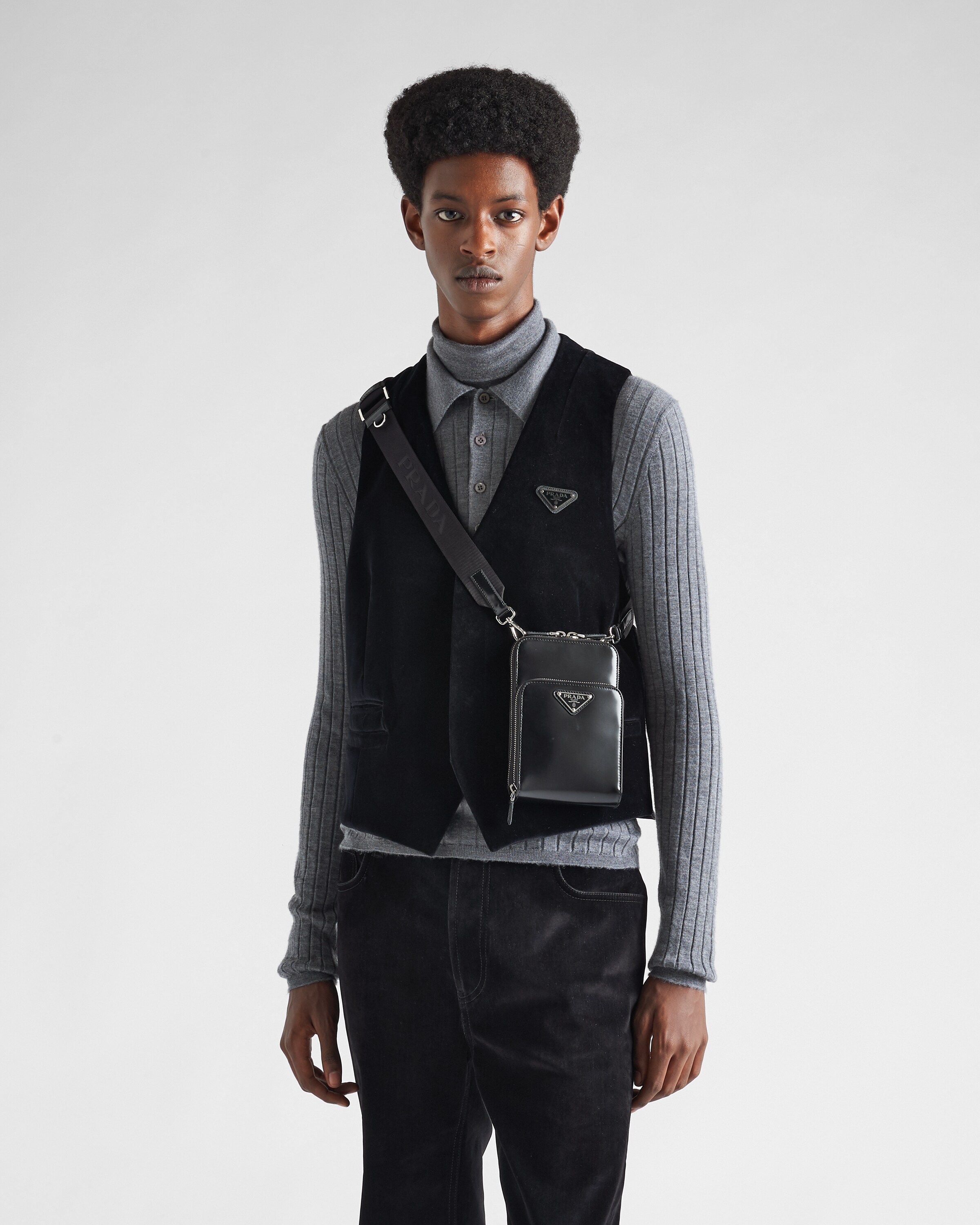 Black Brushed leather smartphone case | Prada