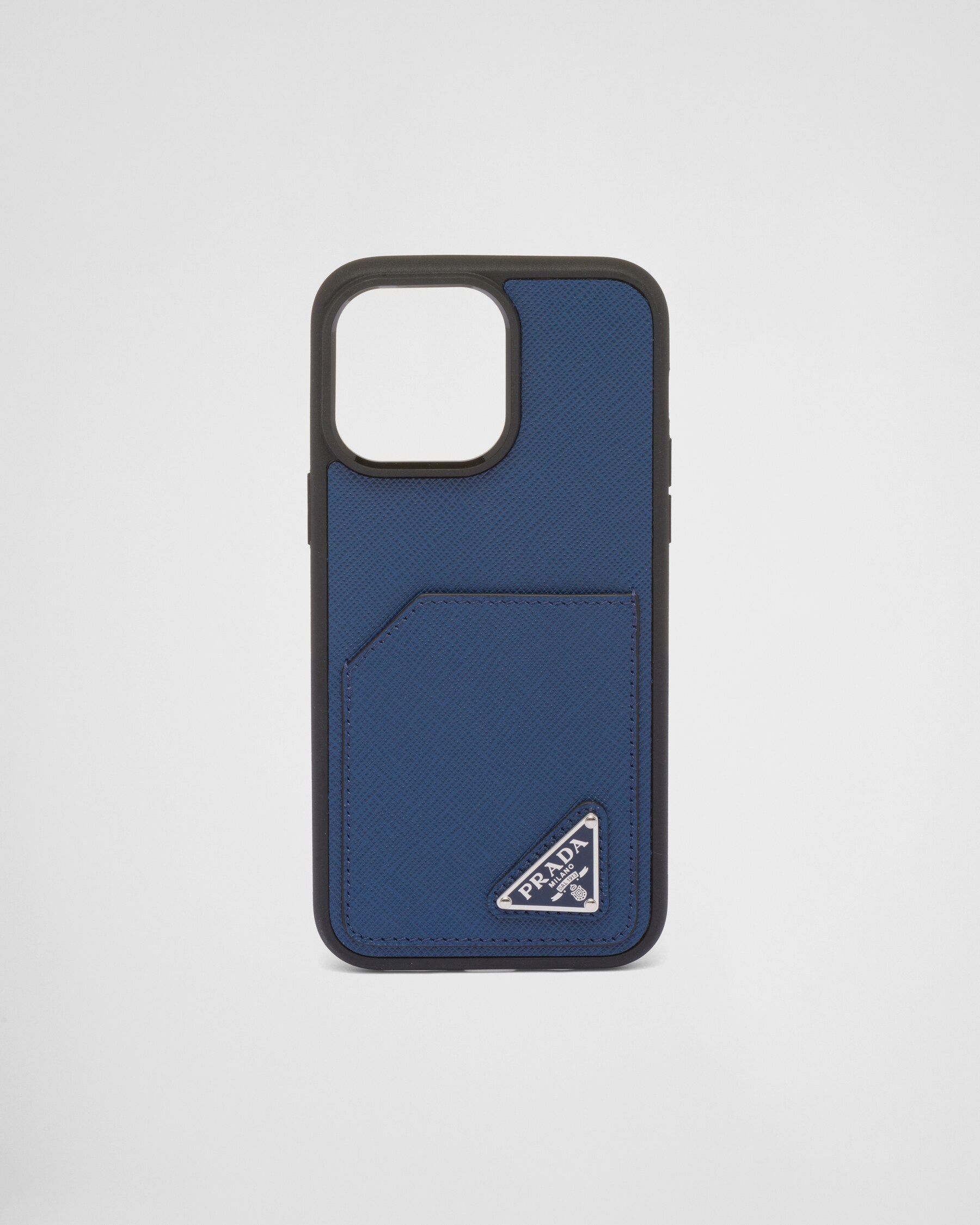 Bluette Saffiano Leather Cover For Iphone 14 Pro Max | PRADA