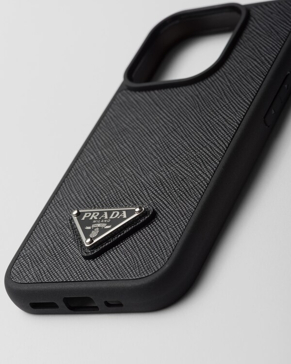 Black Saffiano Leather Cover For Iphone 15 Pro | PRADA