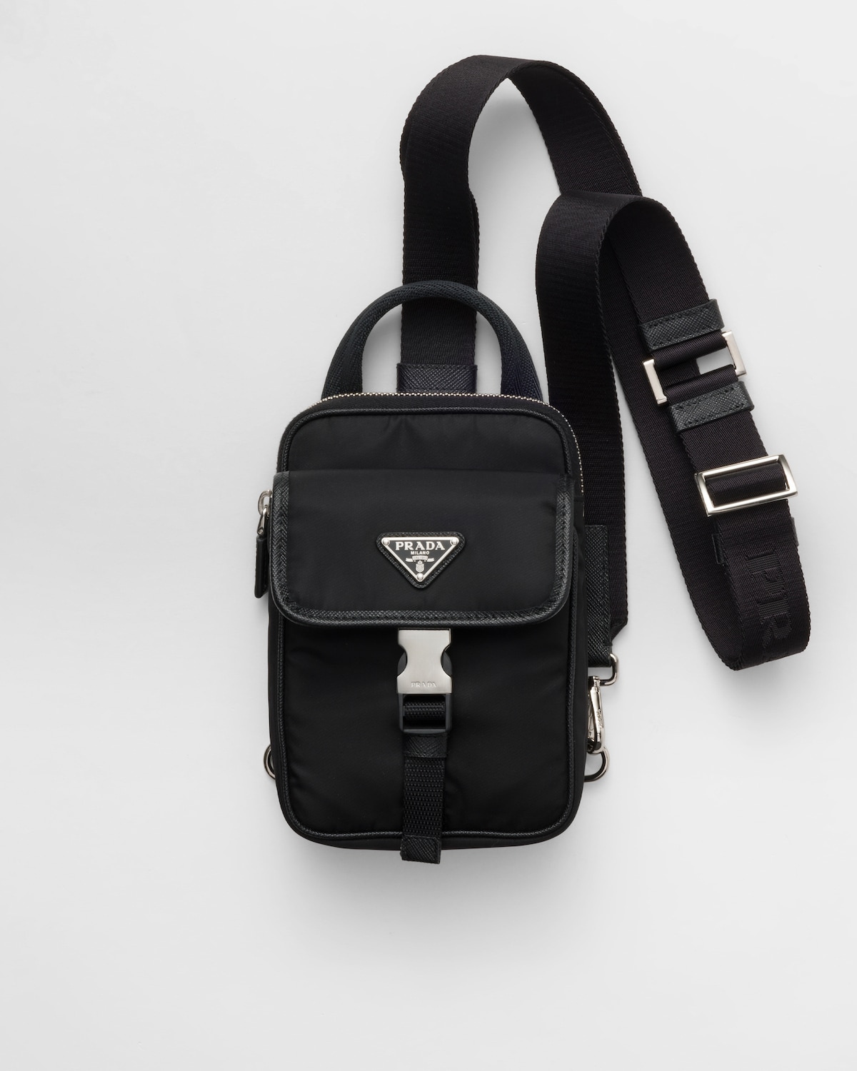 Black Re-nylon And Saffiano Leather Smartphone Case | PRADA