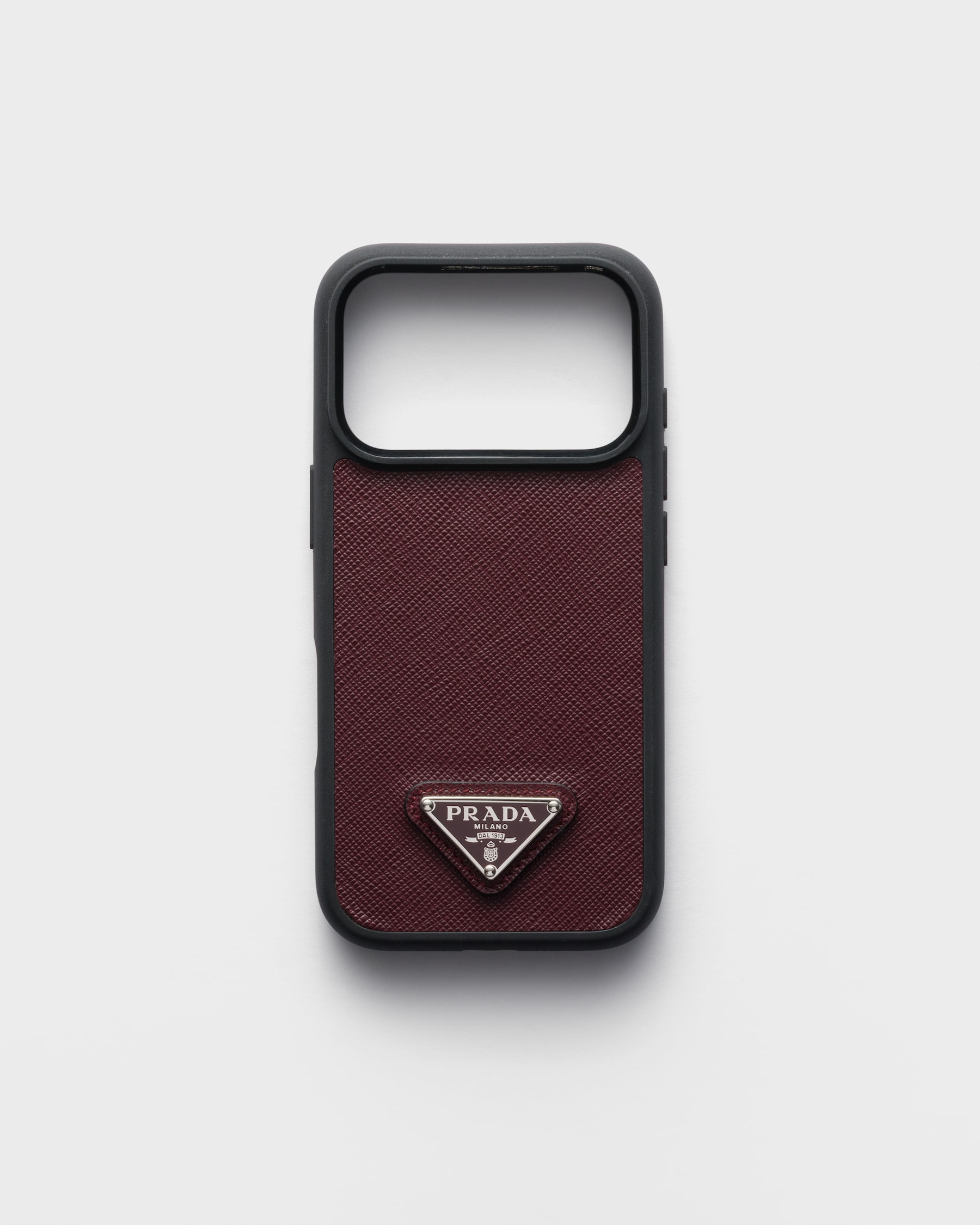 Coque Pour Iphone 17 Pro En Cuir Saffiano Bordeaux | PRADA