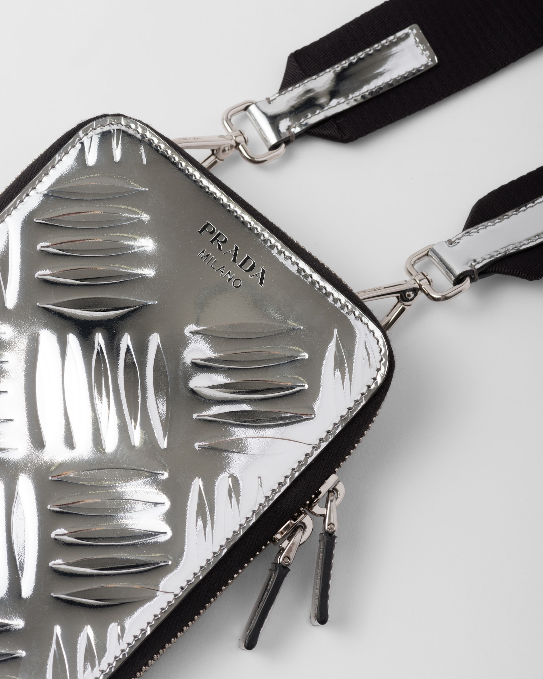 Silver Brushed Leather Smartphone Case | PRADA