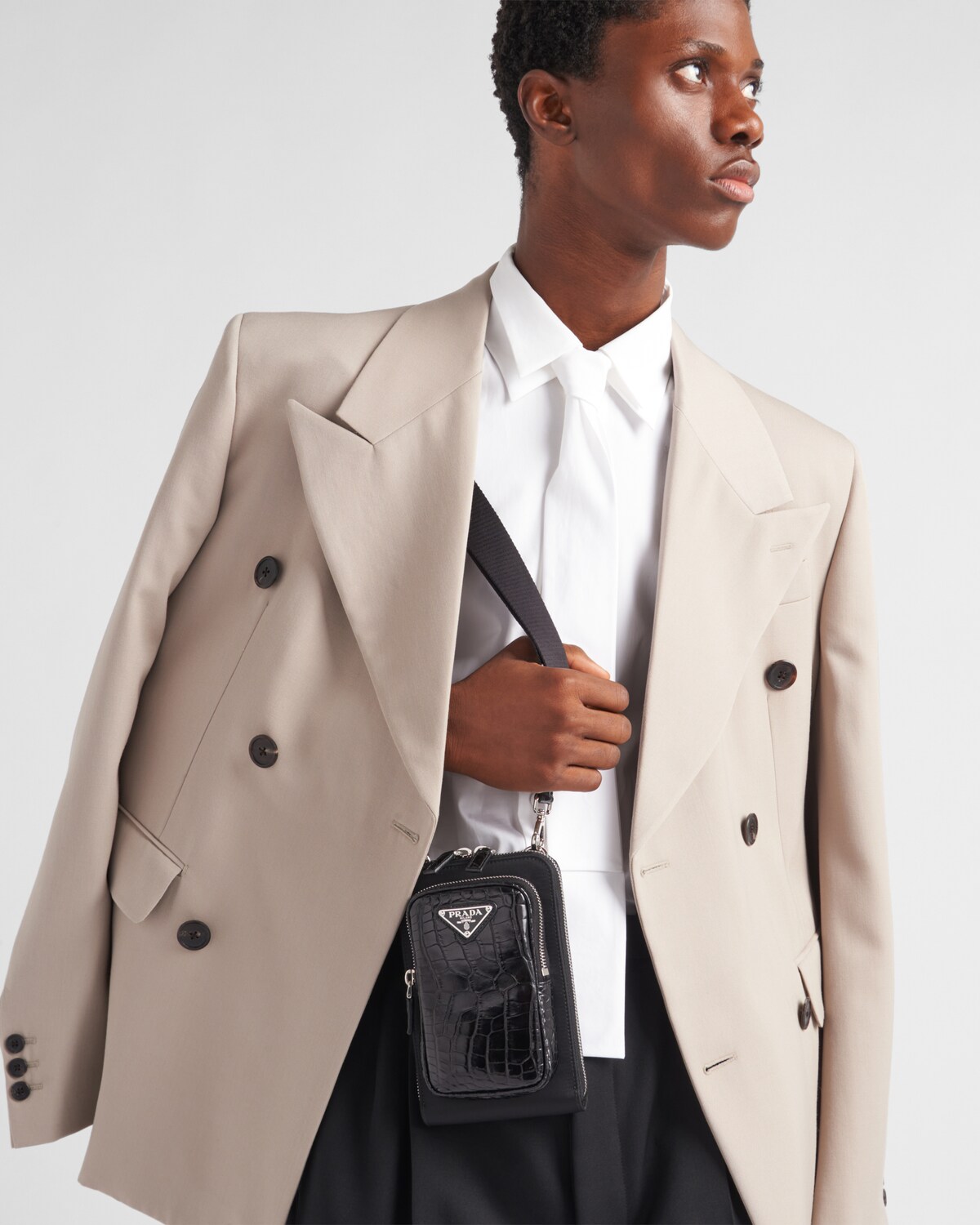 Black Re-nylon And Crocodile Leather Smartphone Case | PRADA