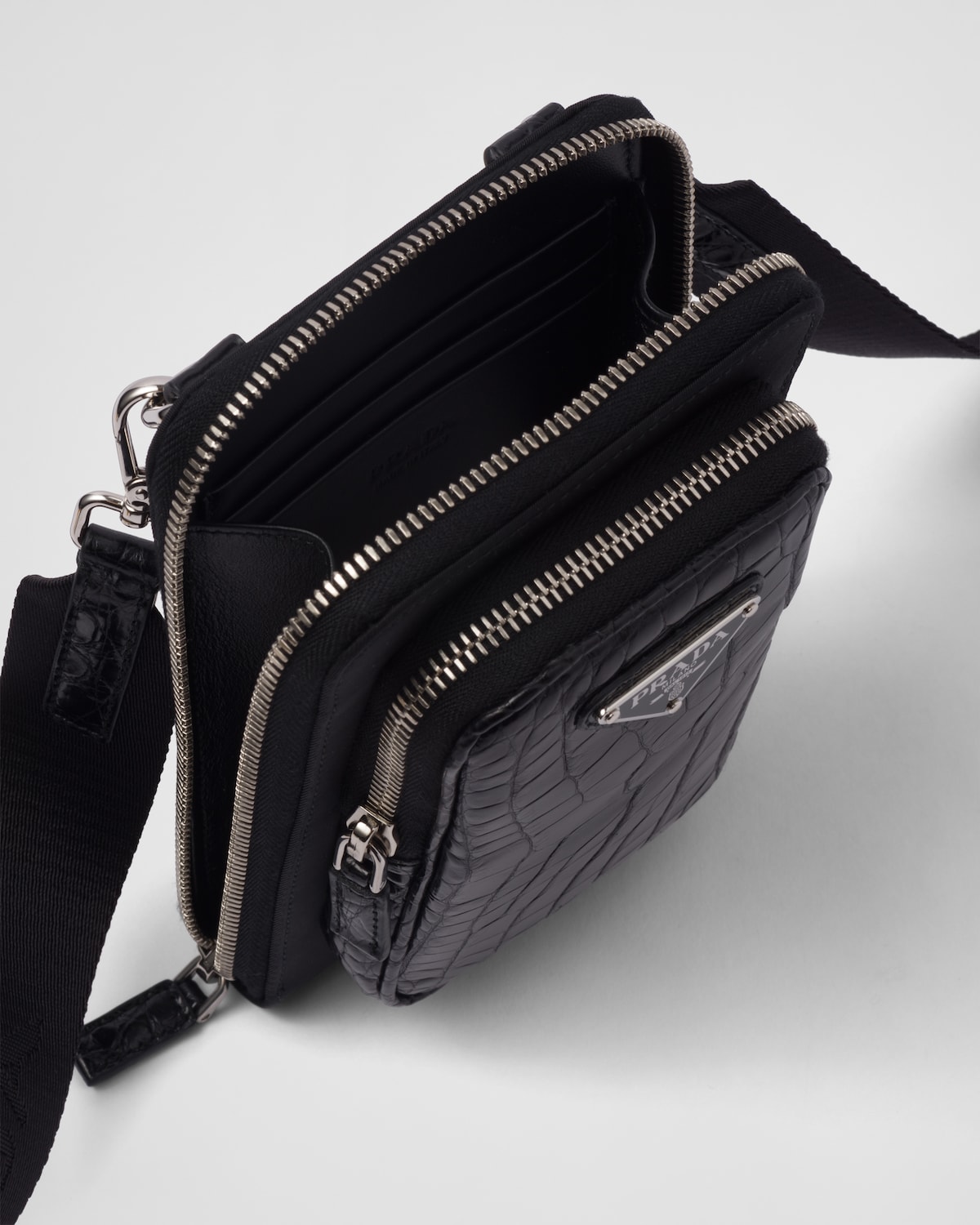 Black Re-nylon And Crocodile Leather Smartphone Case | PRADA