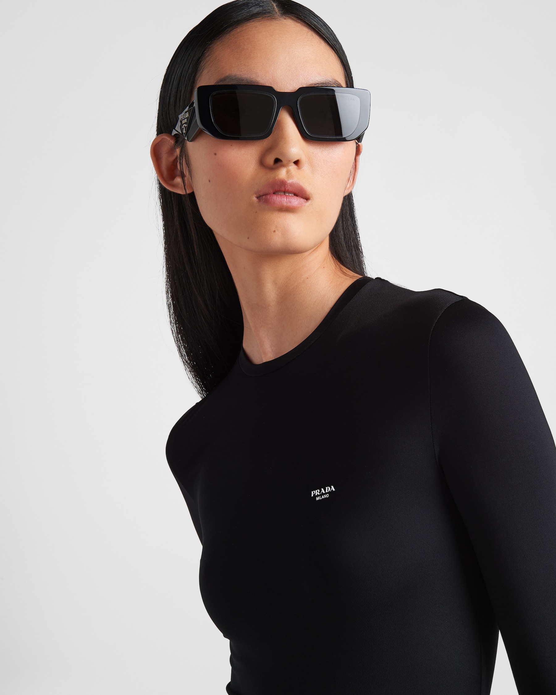 Black Satin Jersey Bodysuit | PRADA