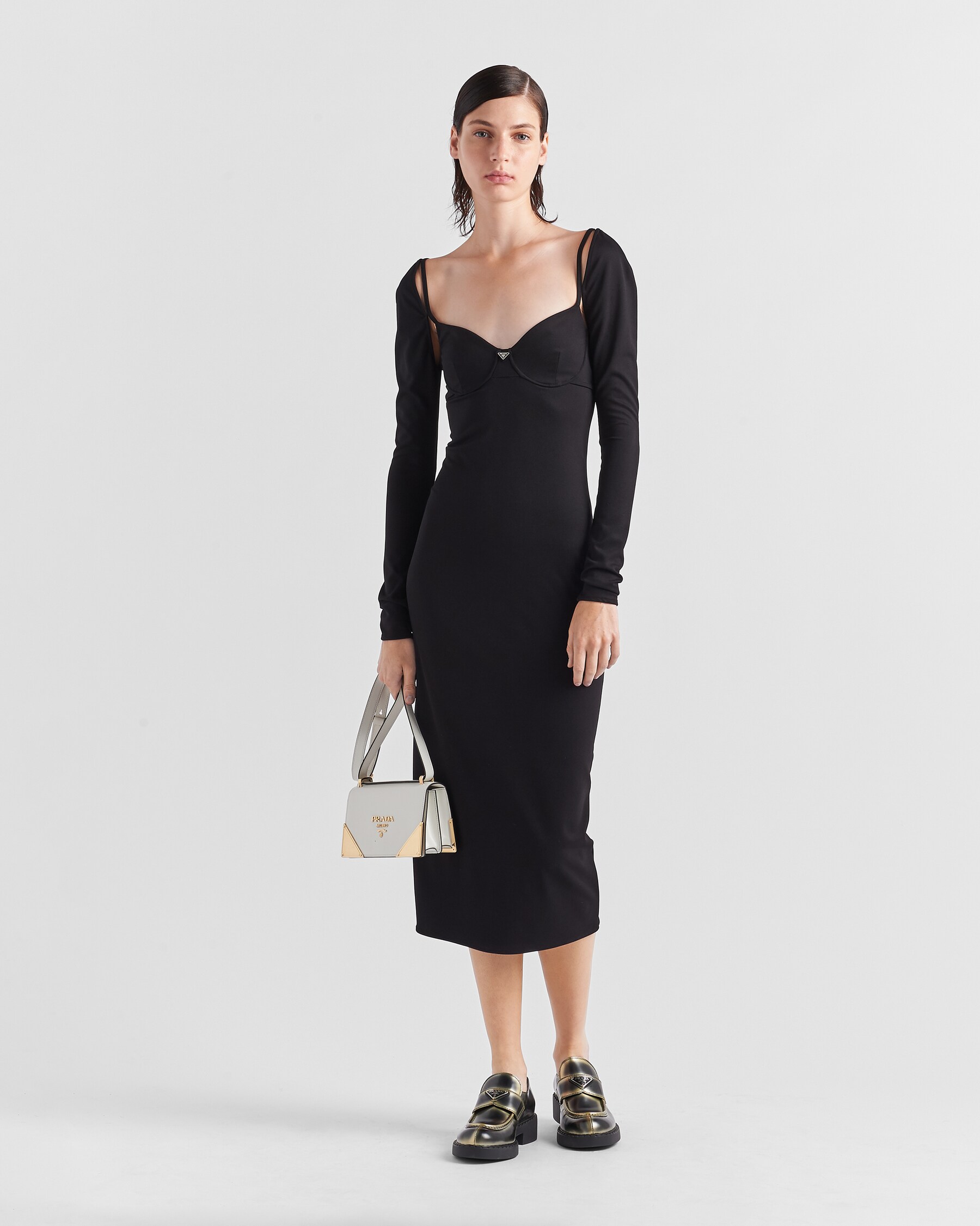 Black Stretch Jersey Dress | PRADA