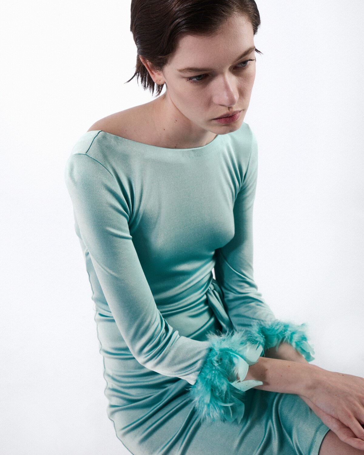 Jade Green Organzine Dress | PRADA