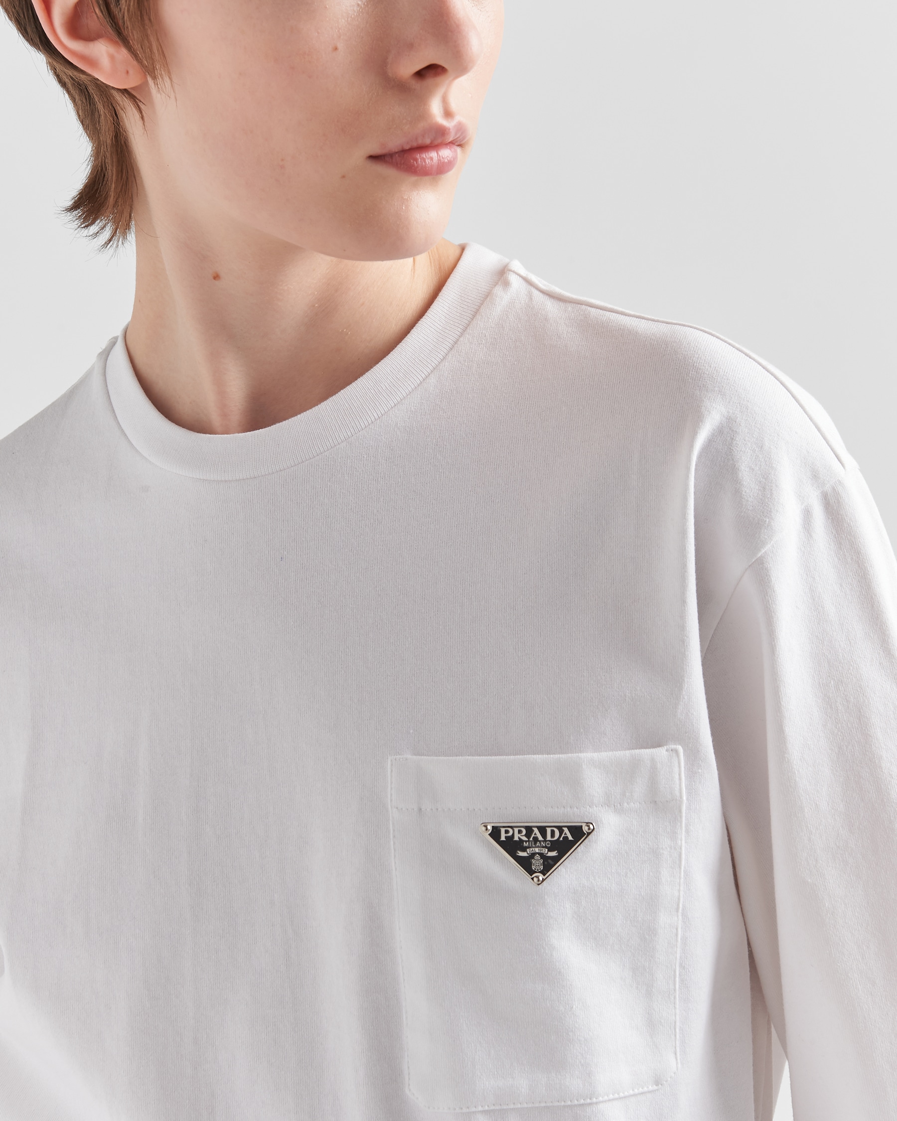 White Jersey T-shirt | PRADA