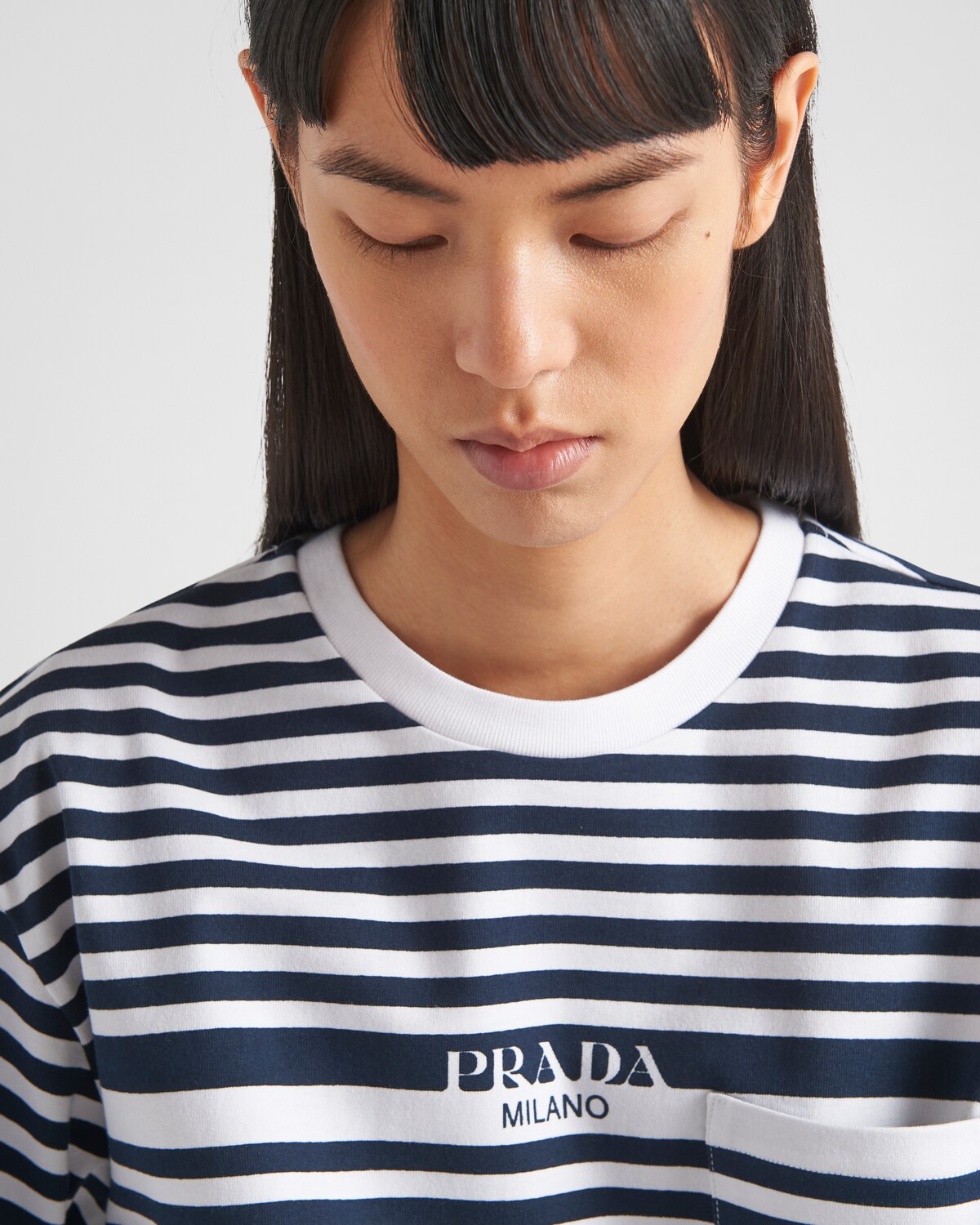 Blue/white Printed Jersey T-shirt | PRADA