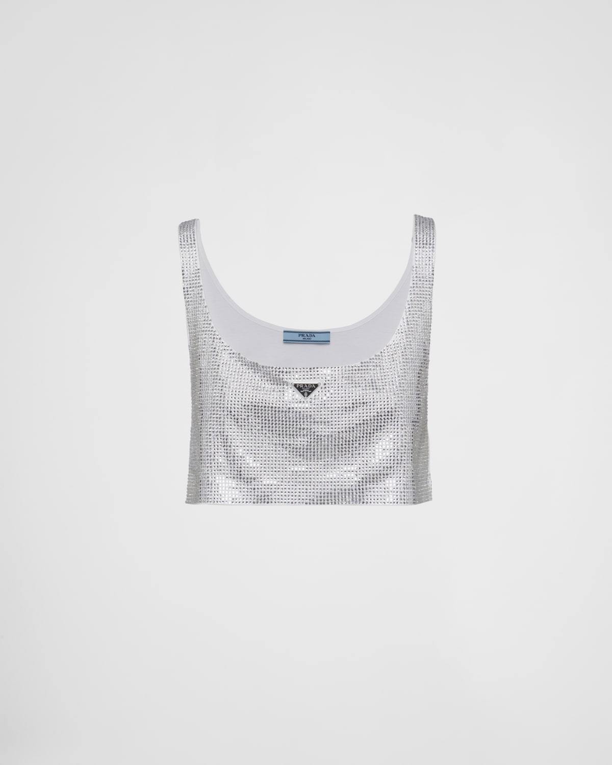 White Embroidered Jersey Top | PRADA