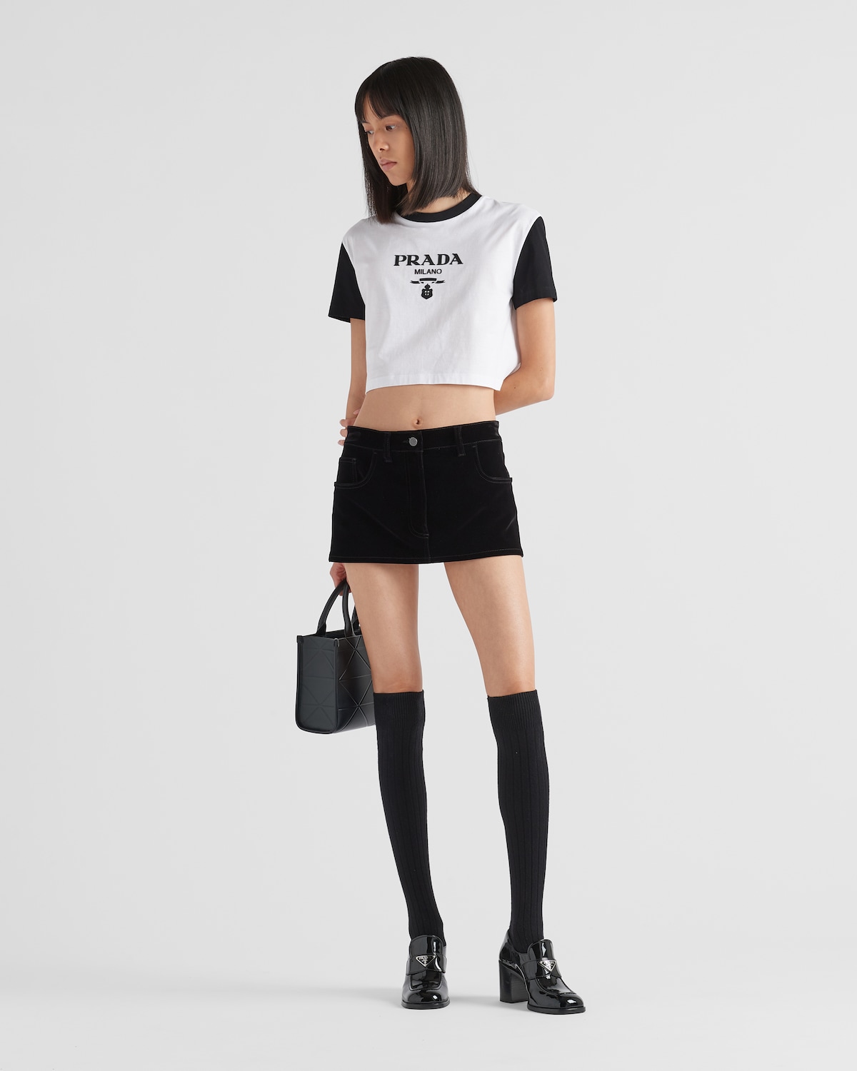 White/black Jersey T-shirt | PRADA