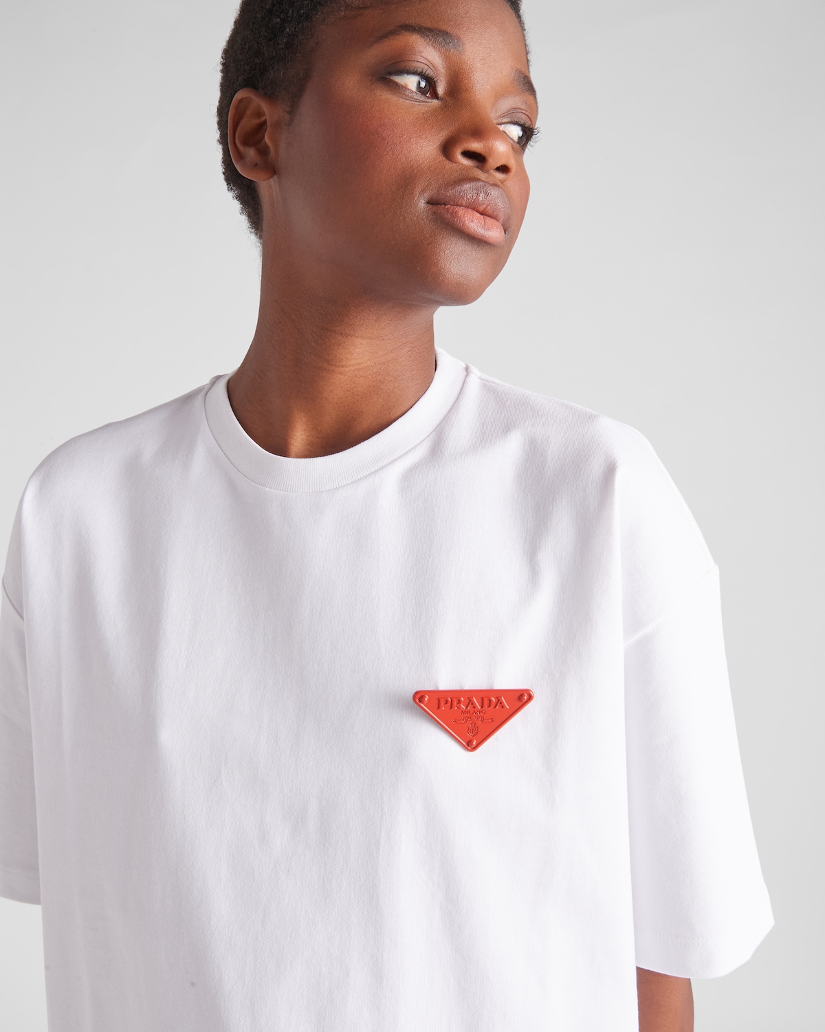White Oversized Jersey T-shirt | PRADA