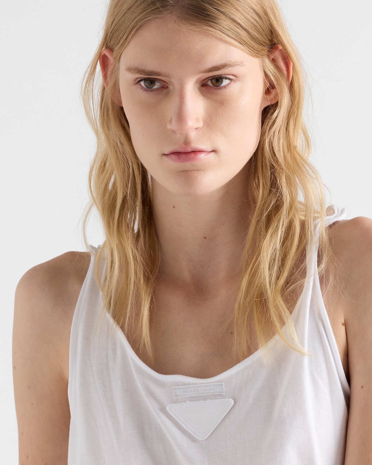 White Cotton Jersey Tank Top | PRADA - United States