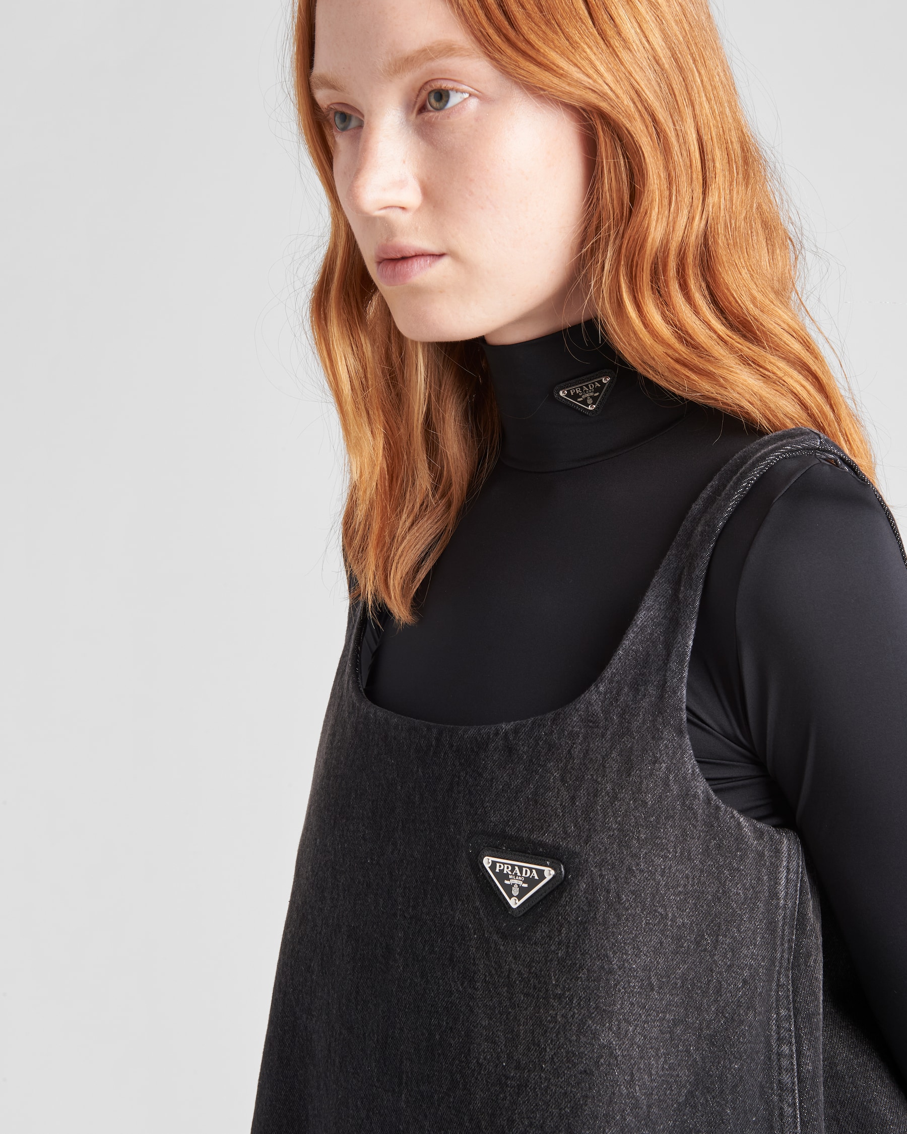 Black Jersey Turtleneck Top | PRADA