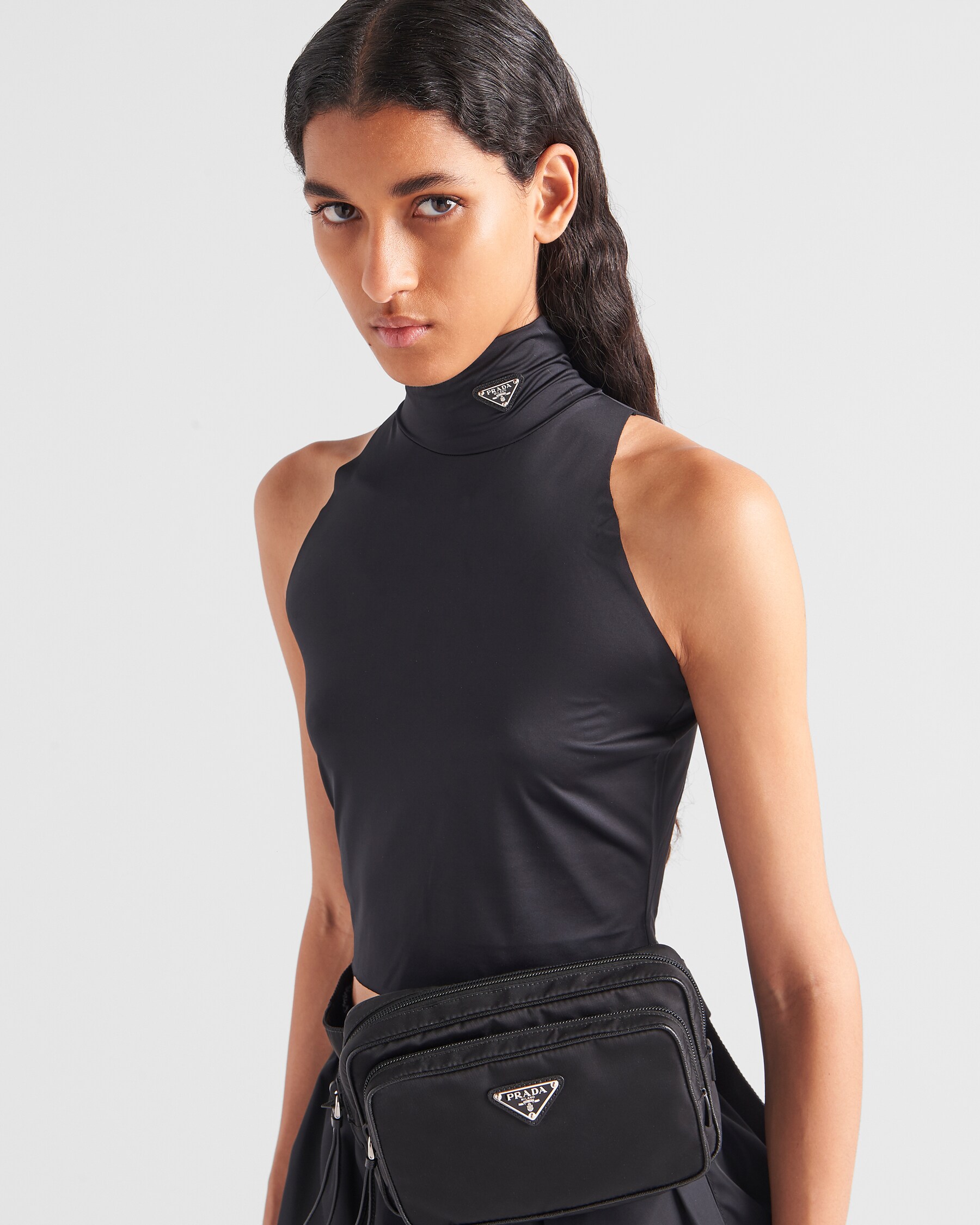 Black Stretch Jersey Top | PRADA