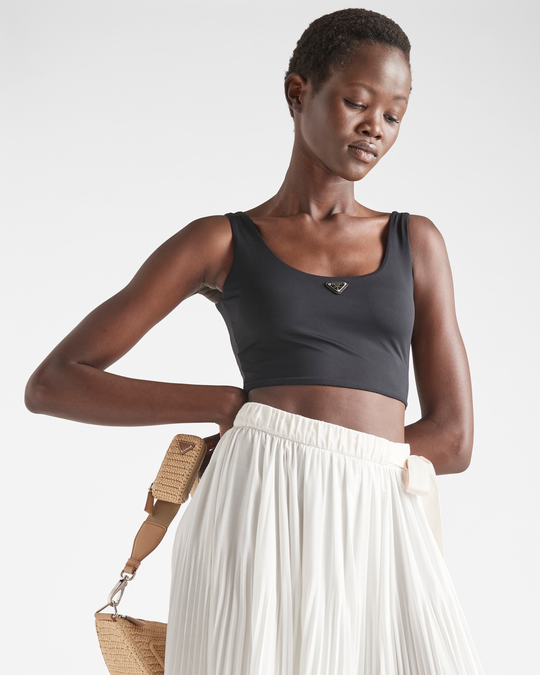 Black Stretch Jersey Top | PRADA