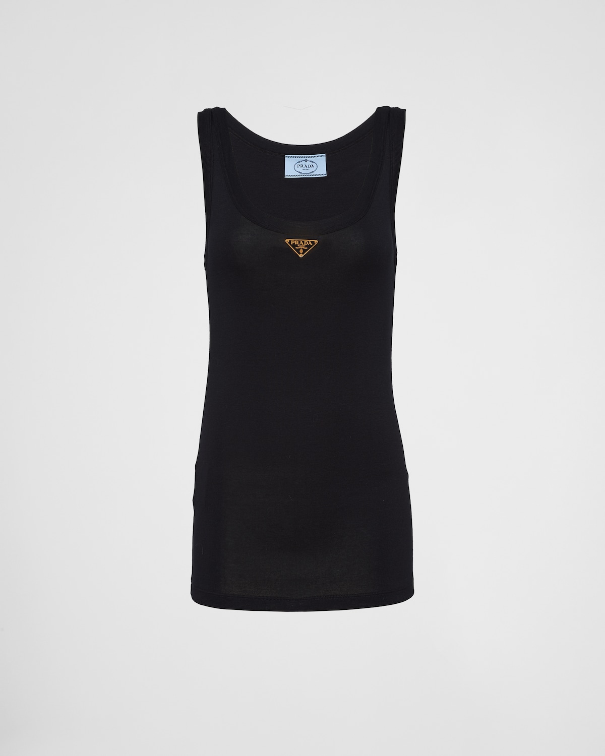 Black Ribbed Knit Jersey Tank Top | PRADA