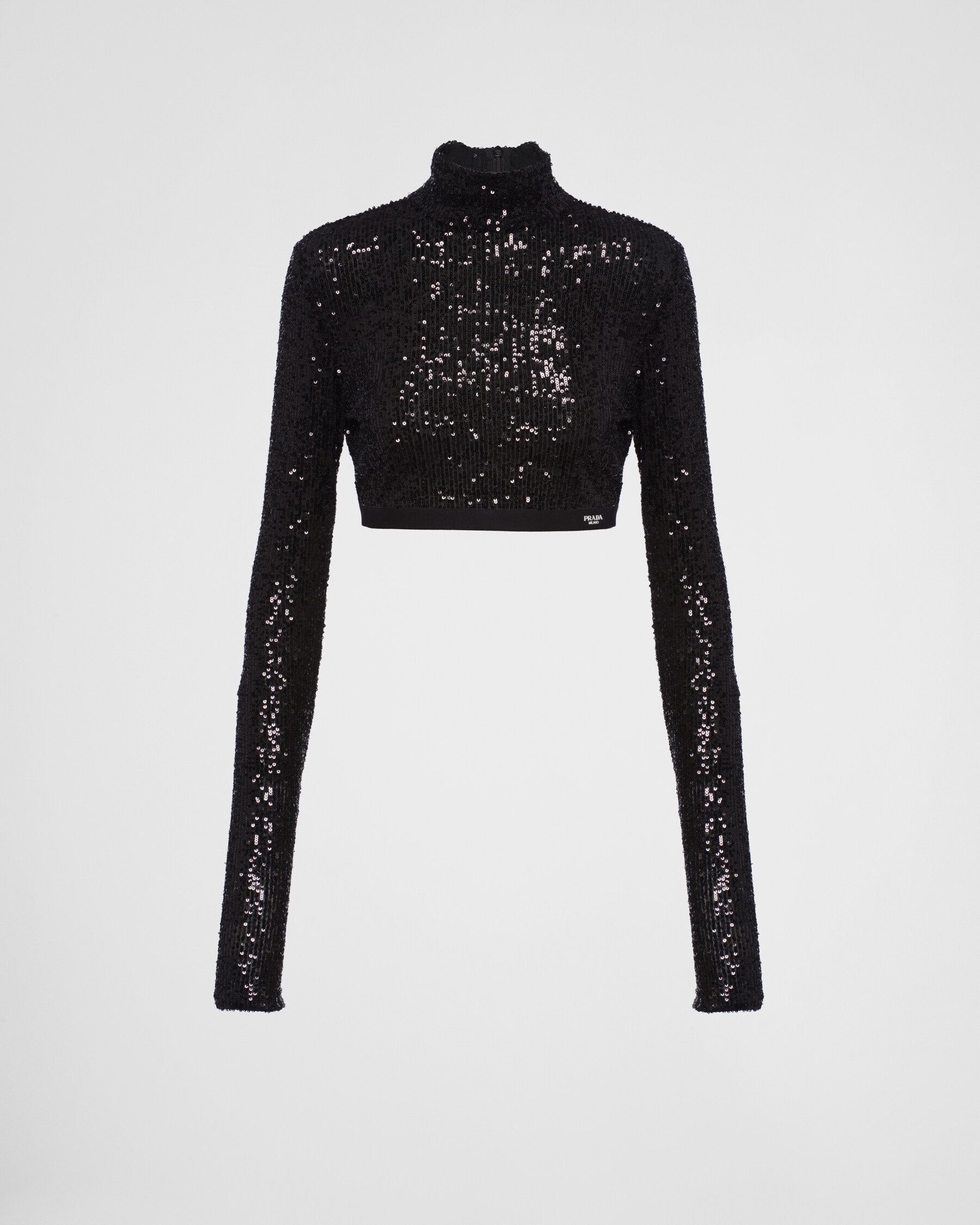 Black Sequined Stretch Top | PRADA