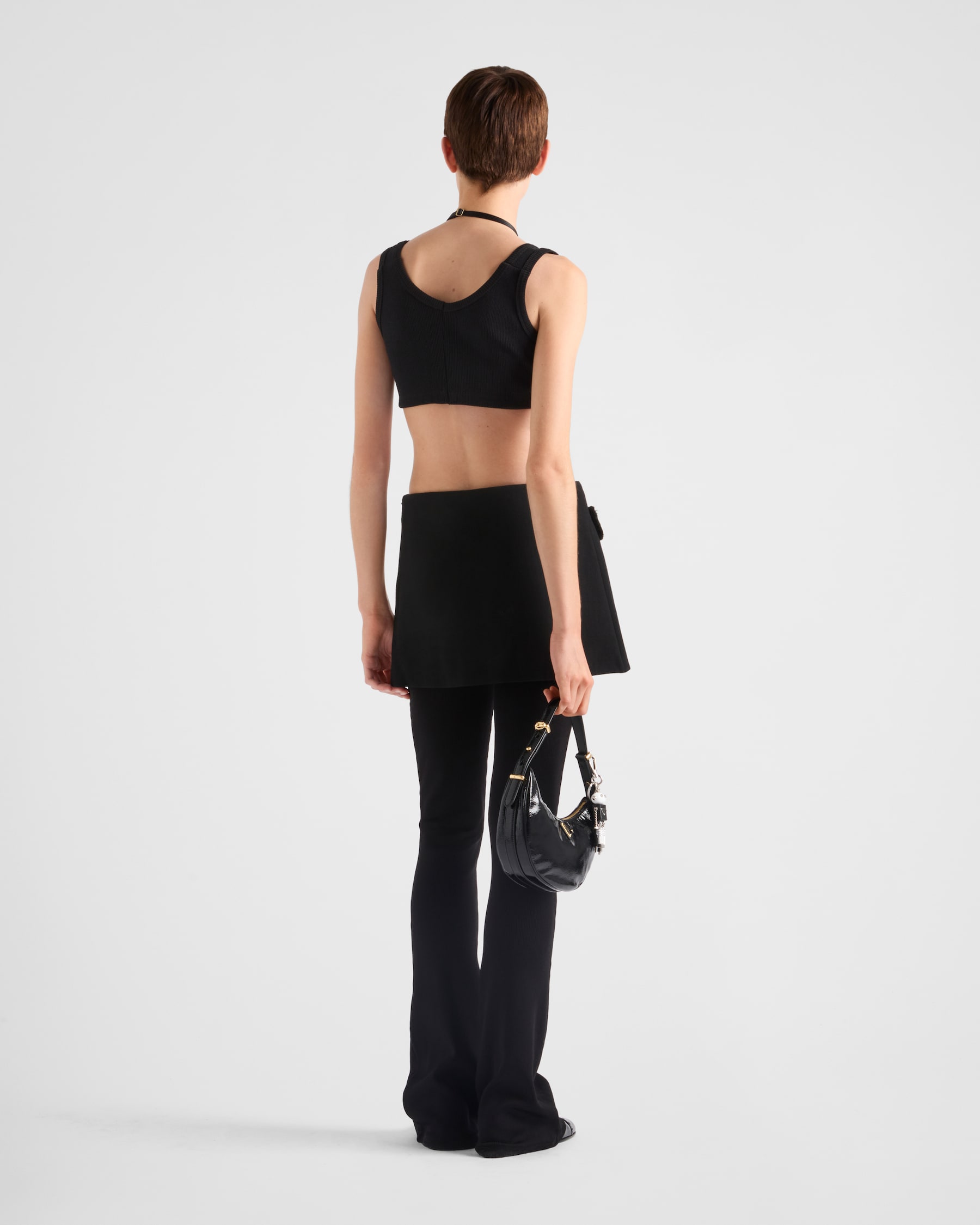 Black Ribbed Jersey Tank Top | PRADA