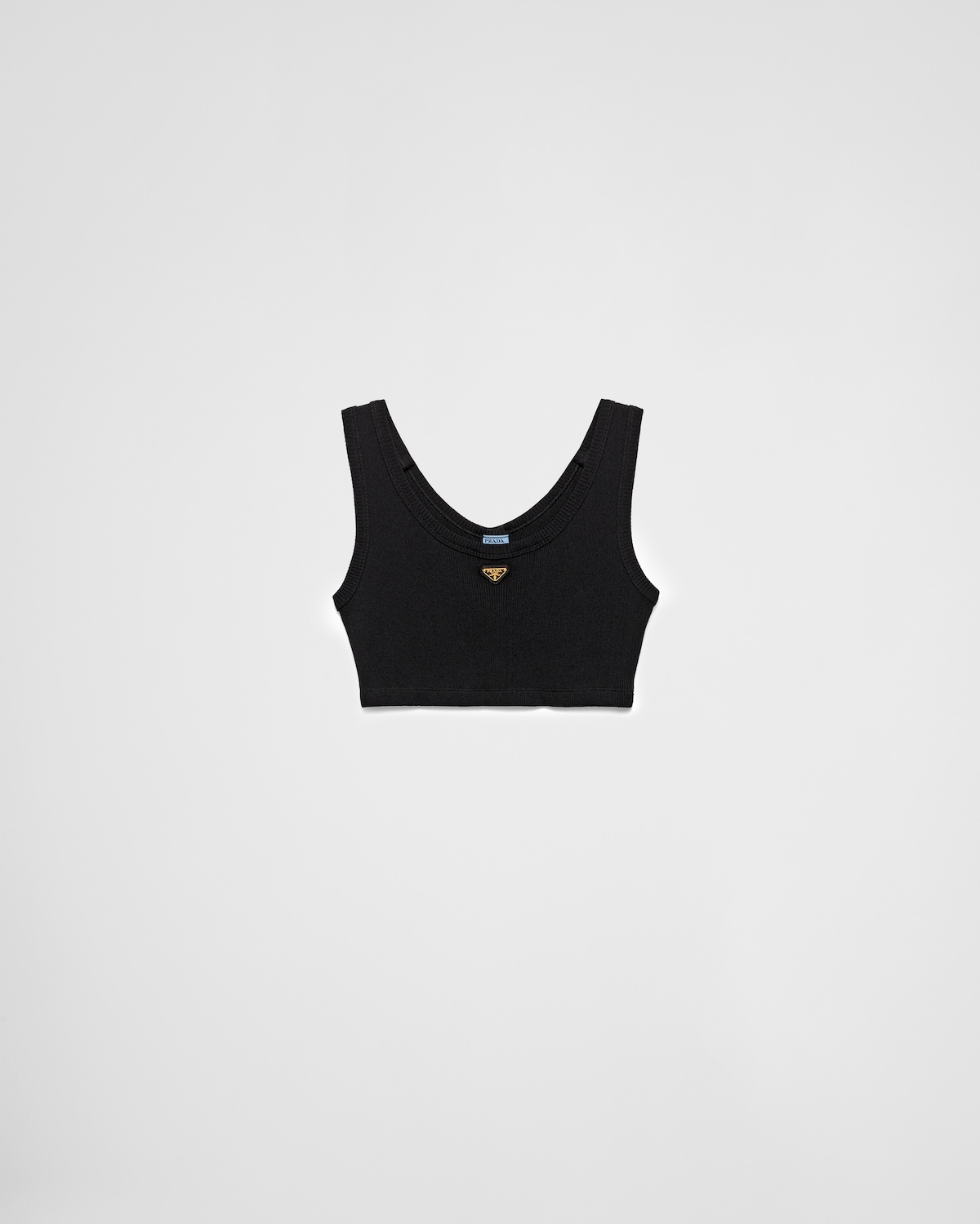 Black Ribbed Jersey Tank Top | PRADA