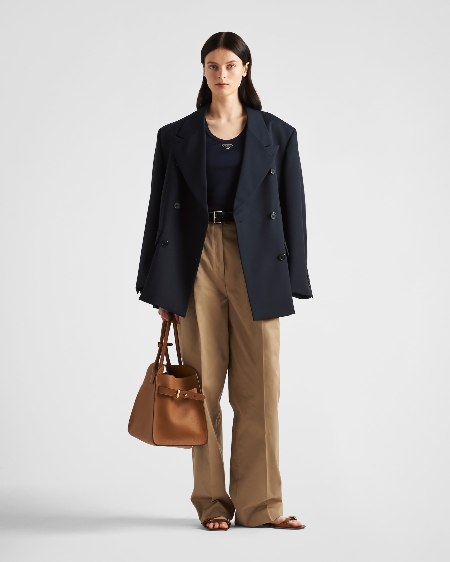 Navy Ribbed Knit Top | PRADA