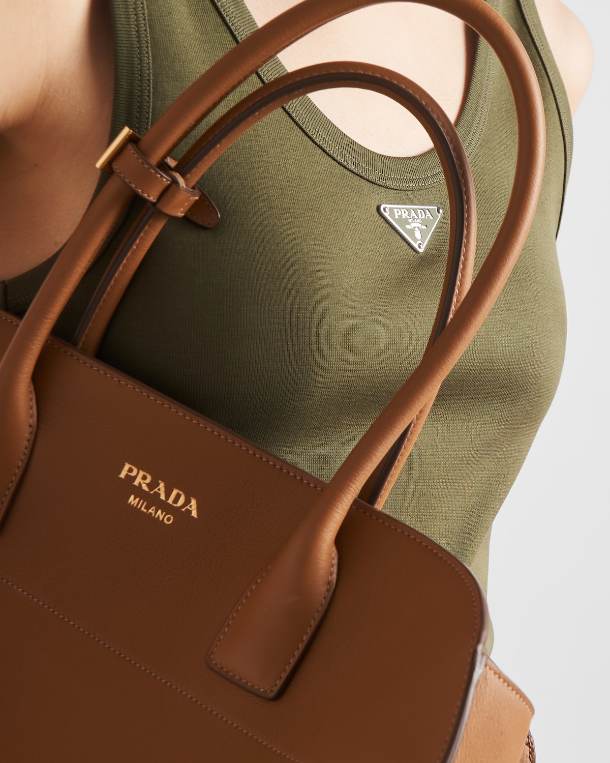 Camouflage Green Ribbed Knit Top | PRADA