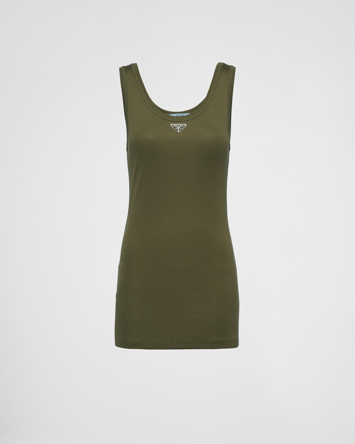 Selva Green Ribbed Knit Top | PRADA - United States