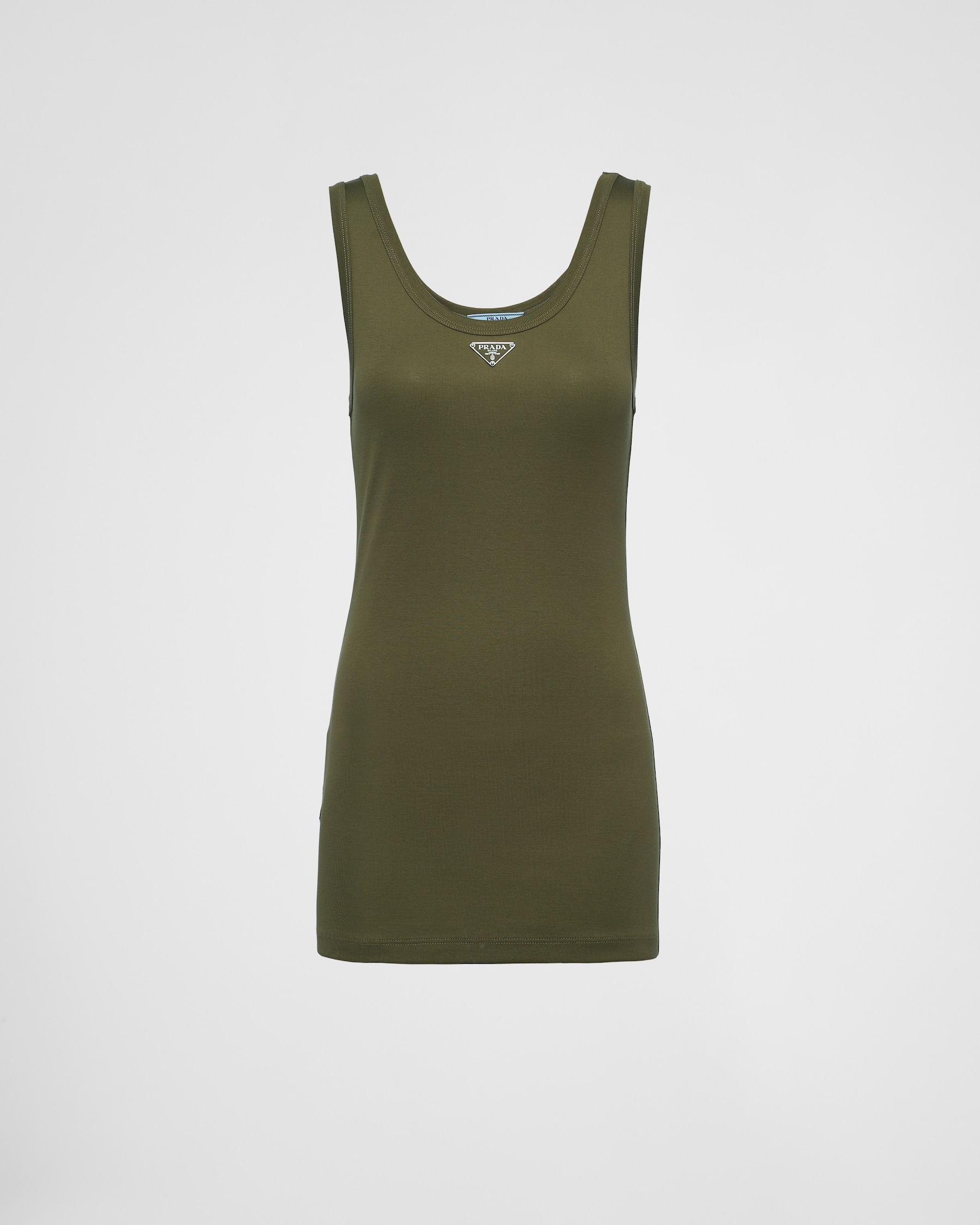 Camouflage Green Ribbed Knit Top | PRADA