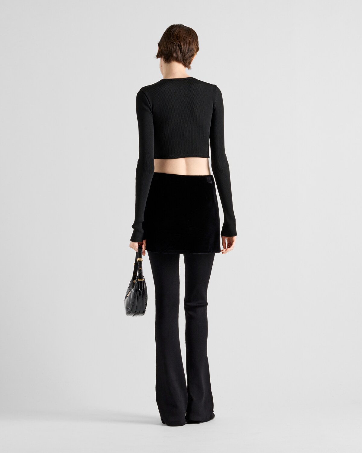 Black Ribbed Knit Jersey Top | PRADA