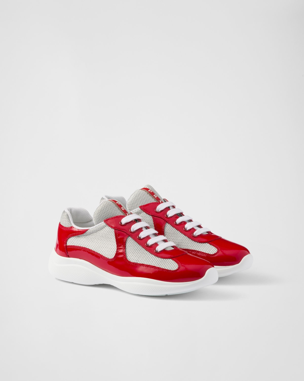 Red Prada America's Cup Biker Fabric Sneakers | PRADA - United States