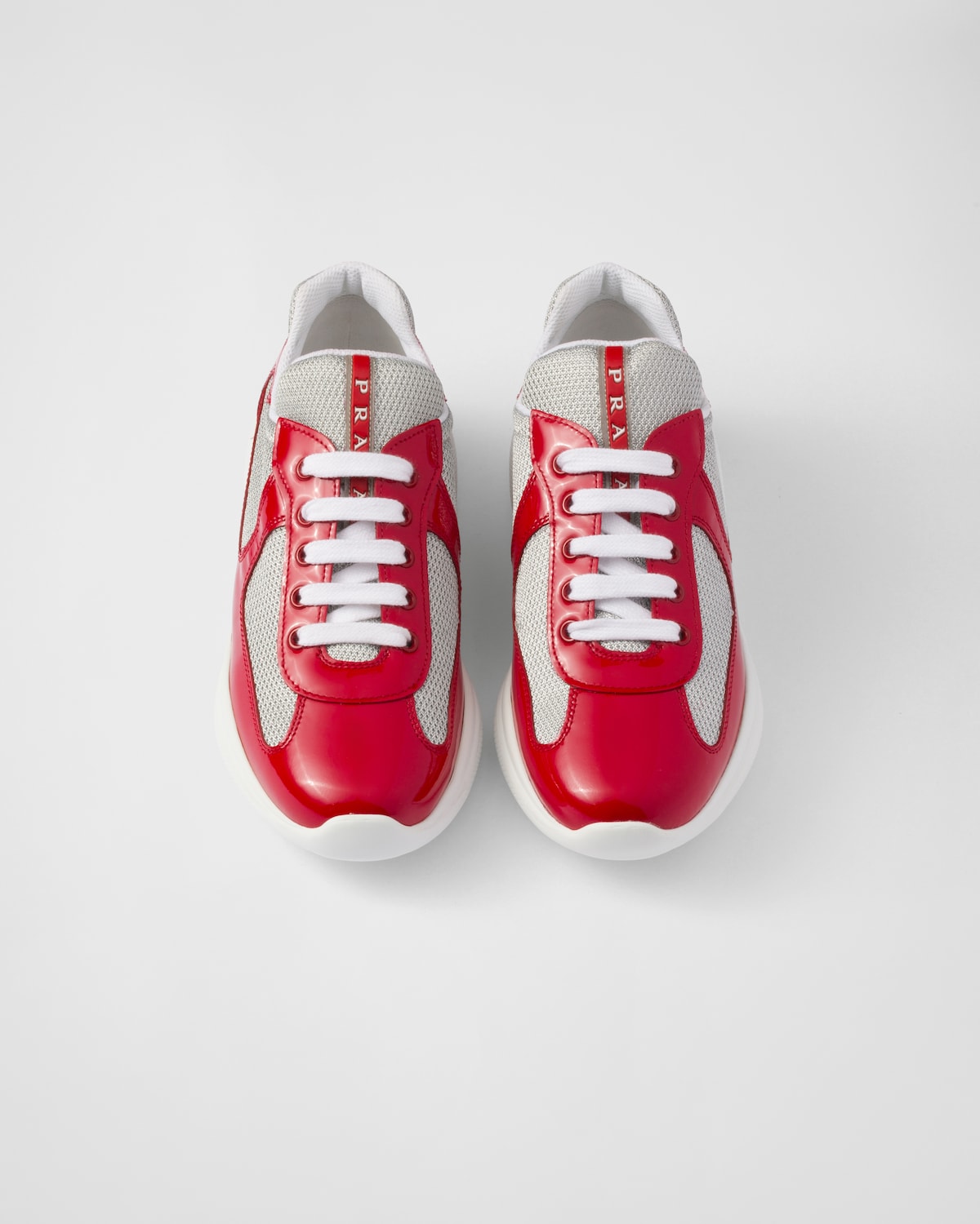 Red Prada America's Cup Biker Fabric Sneakers | PRADA