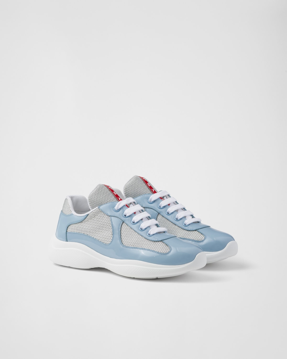Light Blue Prada America's Cup Biker Fabric Sneakers | PRADA