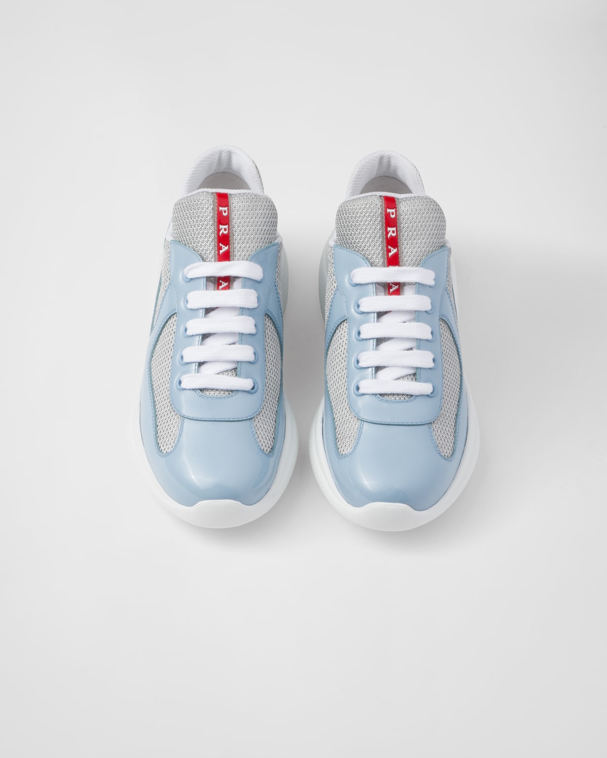 Light Blue Prada America's Cup Biker Fabric Sneakers | PRADA