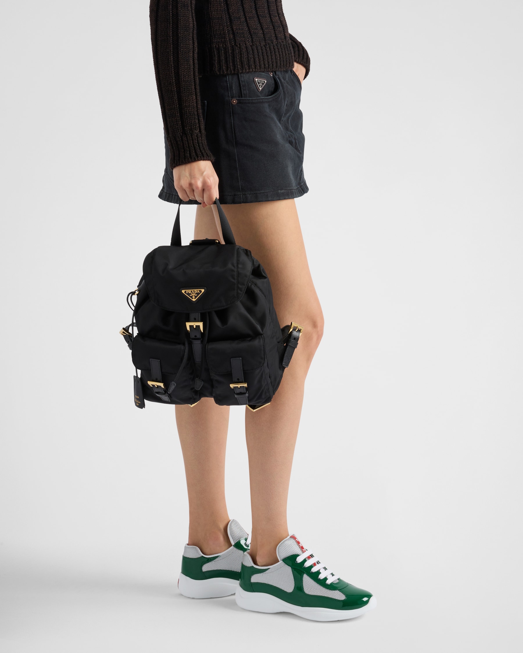 Green Prada America's Cup Biker Fabric Sneakers | PRADA