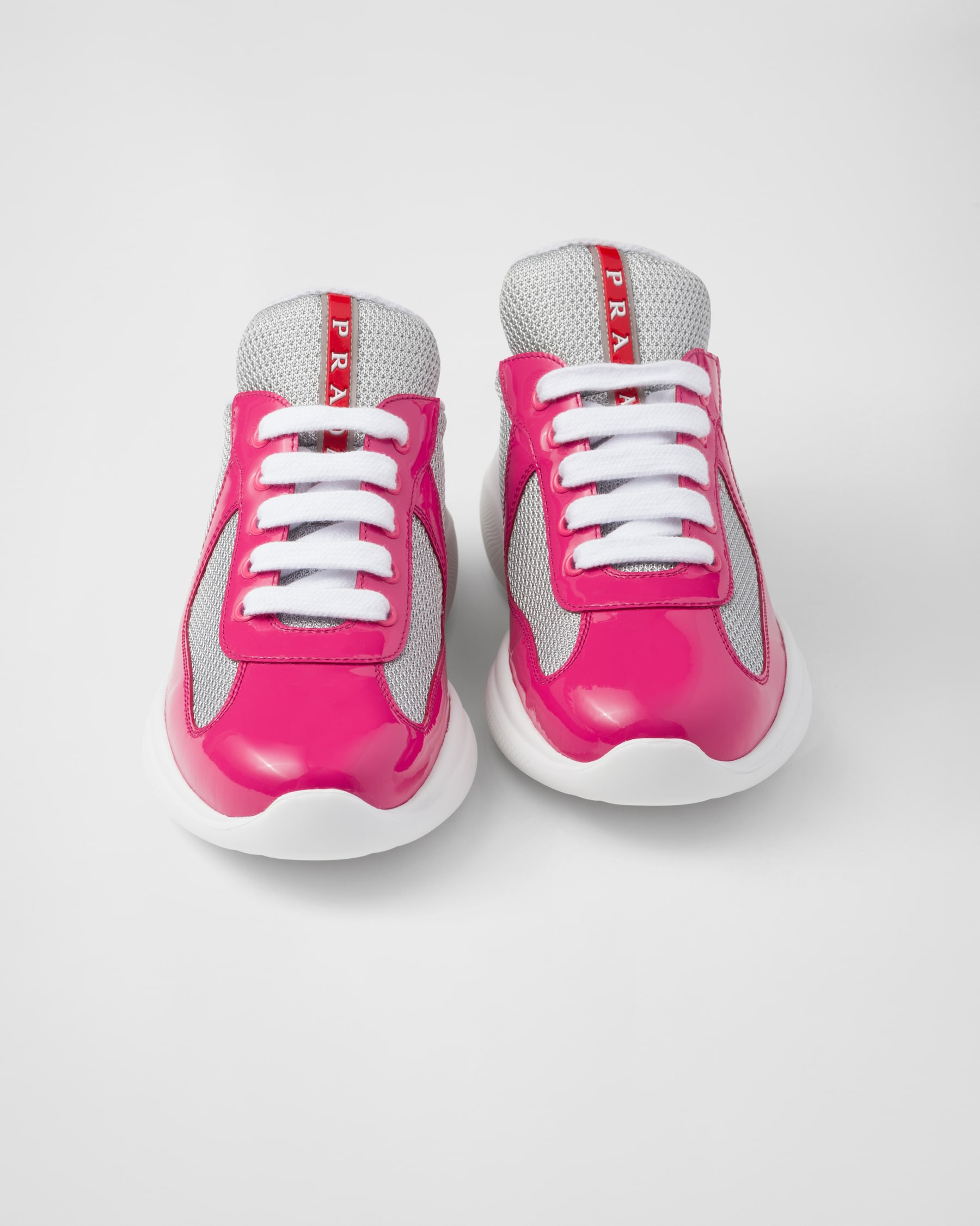 Peony Pink Prada America's Cup Biker Fabric Sneakers | PRADA