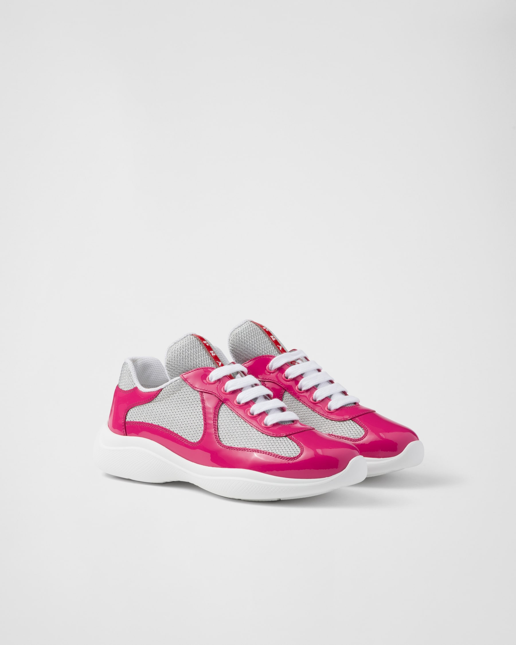 Peony Pink Prada America's Cup Biker Fabric Sneakers | PRADA