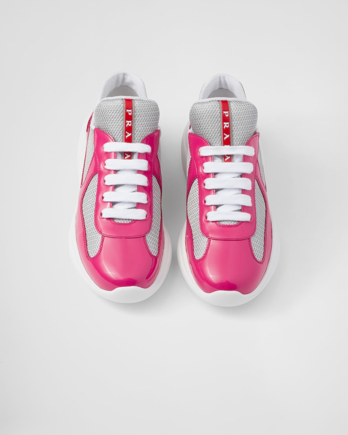 Peony Pink Prada America's Cup Biker Fabric Sneakers | PRADA